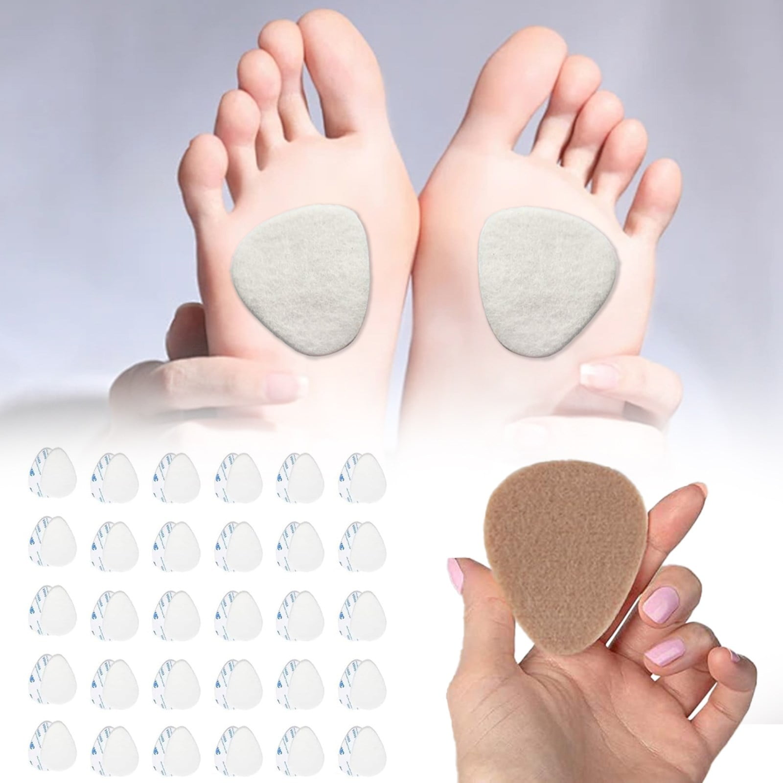 2025 New！ 30Pcs Foot Pads 30 Pack (1/4" Thick) 16 White & 14 Brown ...