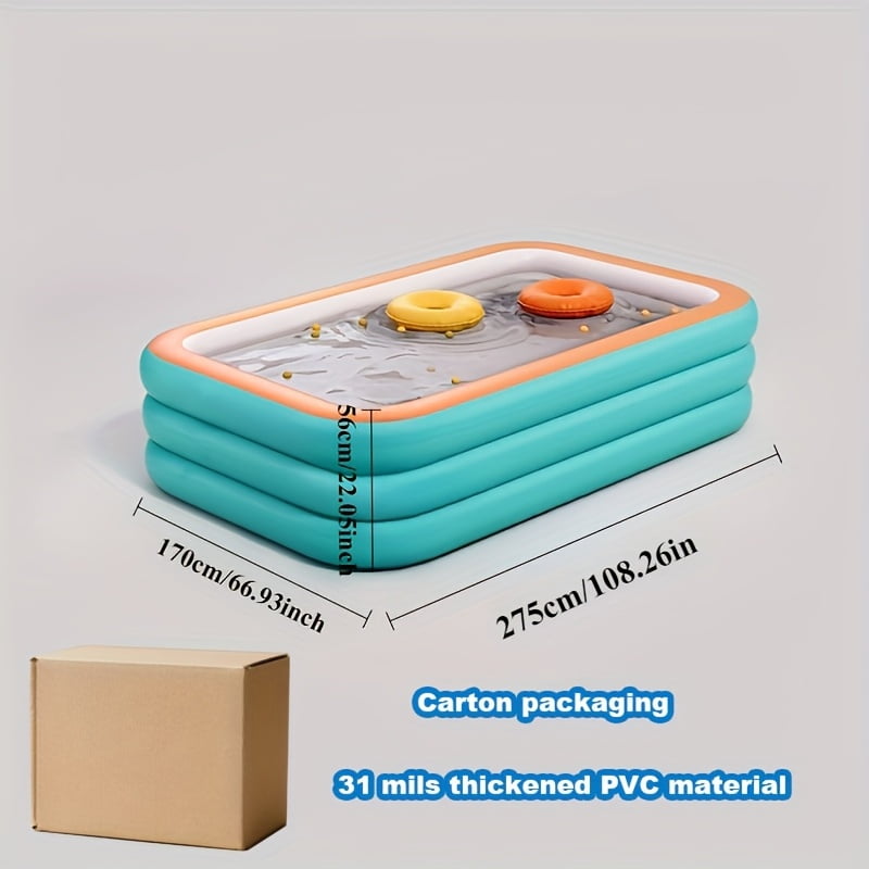 2025 New 38-Filament PVC Inflatable Pool (171/124/108in) - Extra Thick ...
