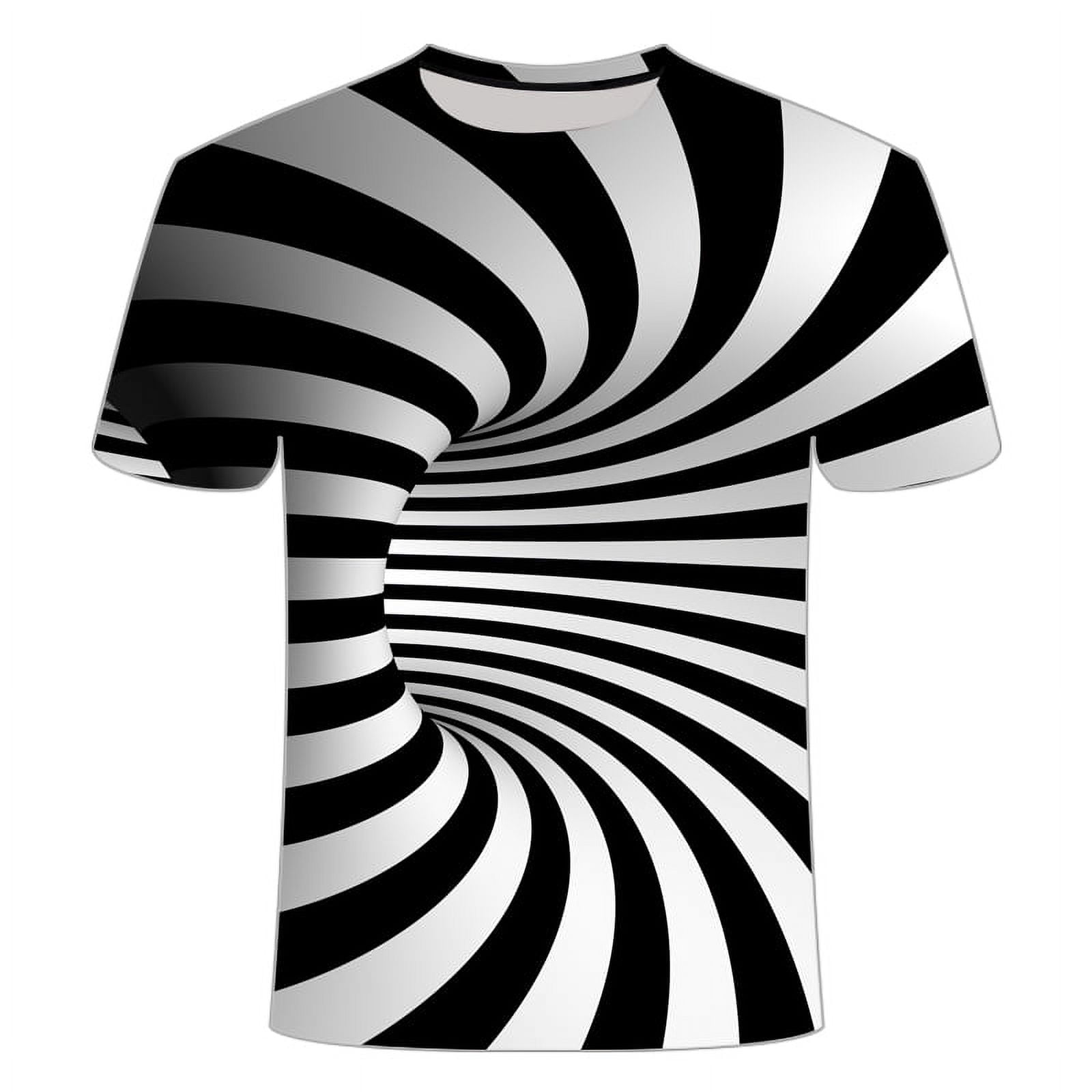2025 New 3D Effect T Shirt Black and White T-shirt Rotate T-shirt Men's ...