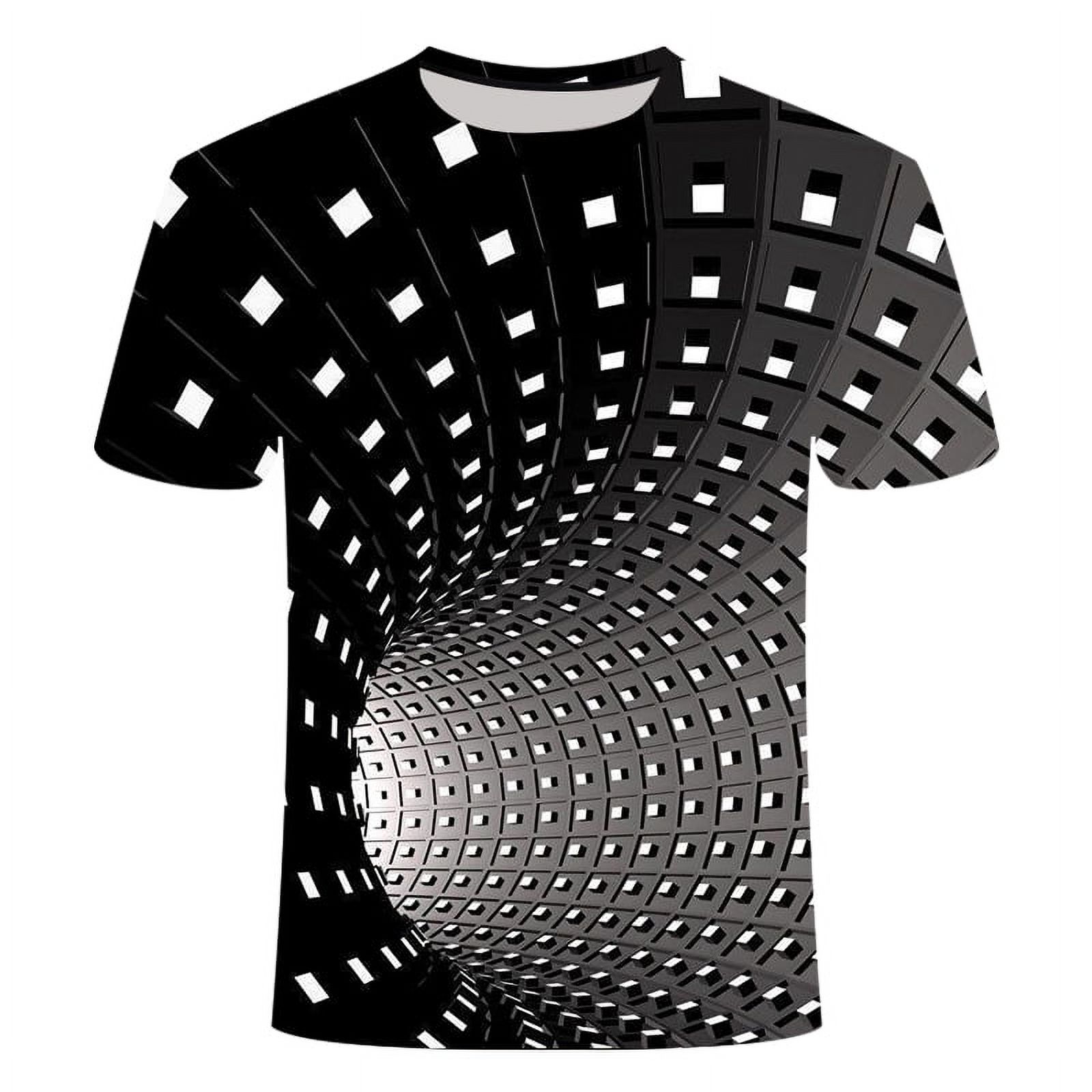 2025 New 3D Effect T Shirt Black and White T-shirt Rotate T-shirt Men's ...