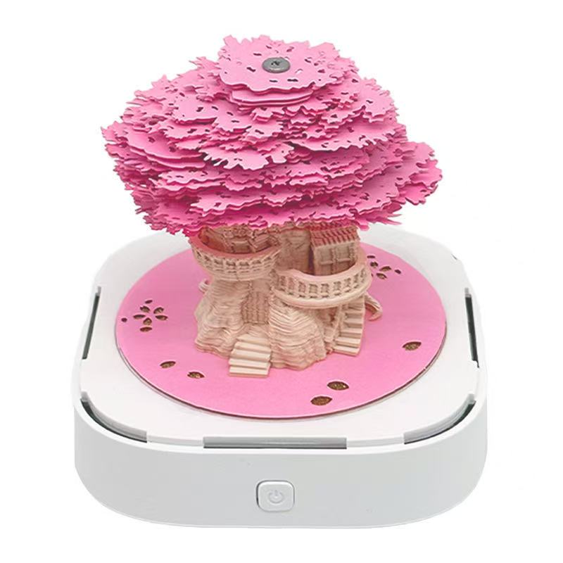 2025 New 3D Paper Carving Pink treehouse Calendar Notes Notepads,3D ...