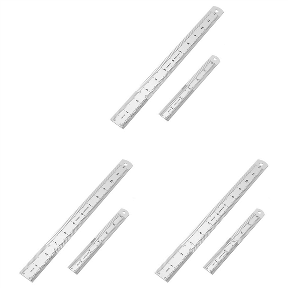 2025 New! 3X Stainless Steel Ruler 12 Inch + 6 Metal Rulers - Walmart.com