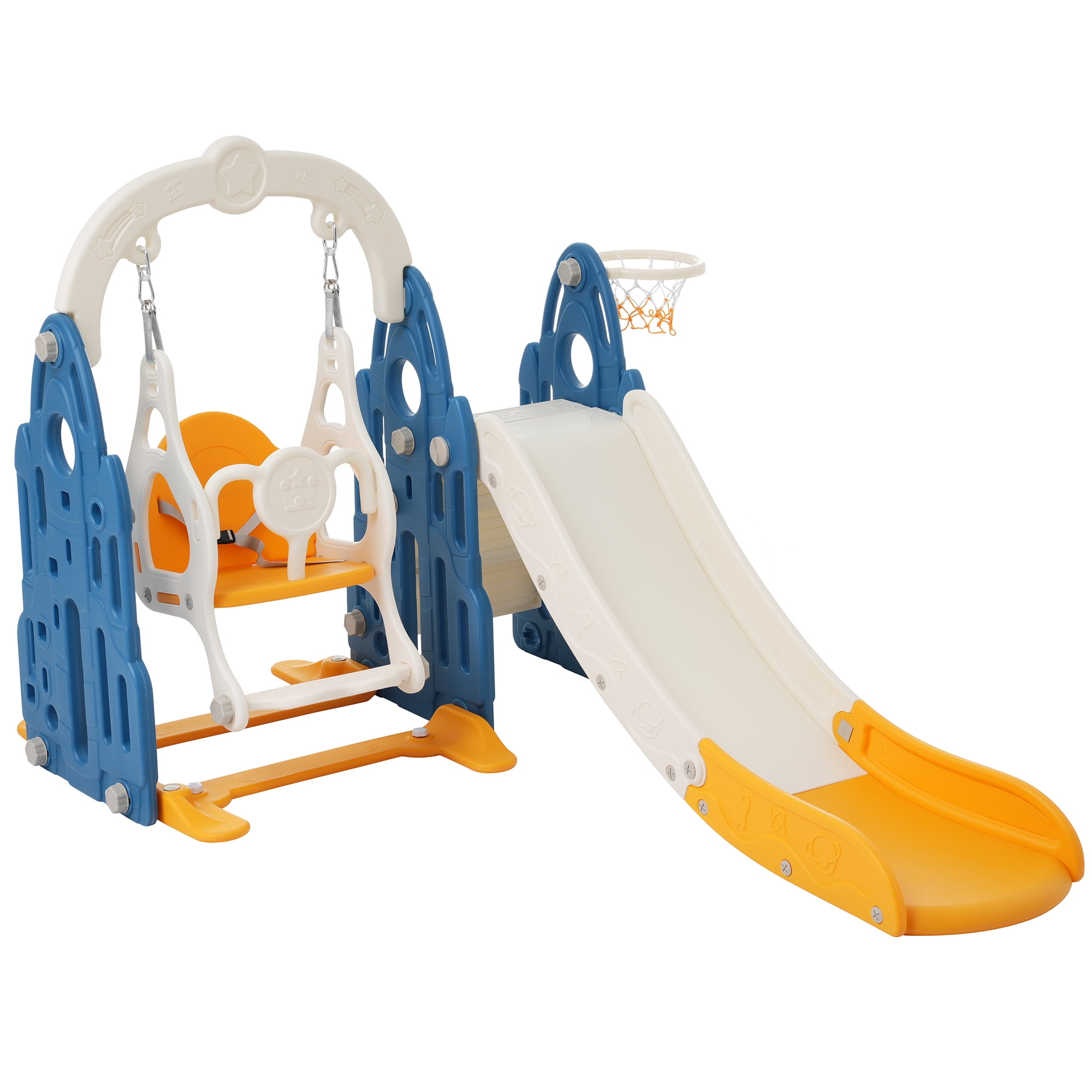 2025 New 4 in 1 Toddler Slide Swing Set, Freestanding Slide Climber ...