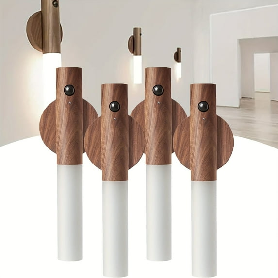 2025 New 4-Pack Rechargeable Motion Sensor LED Night Light - Auto-Shut ...
