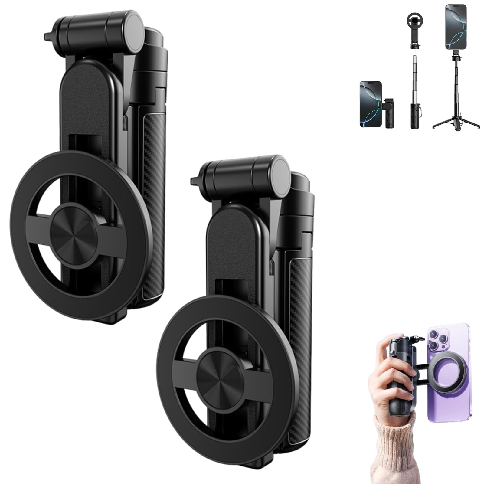 2025 New 4-in-1 Multifunctional 360° Rotation Magnetic Selfie Stick ...