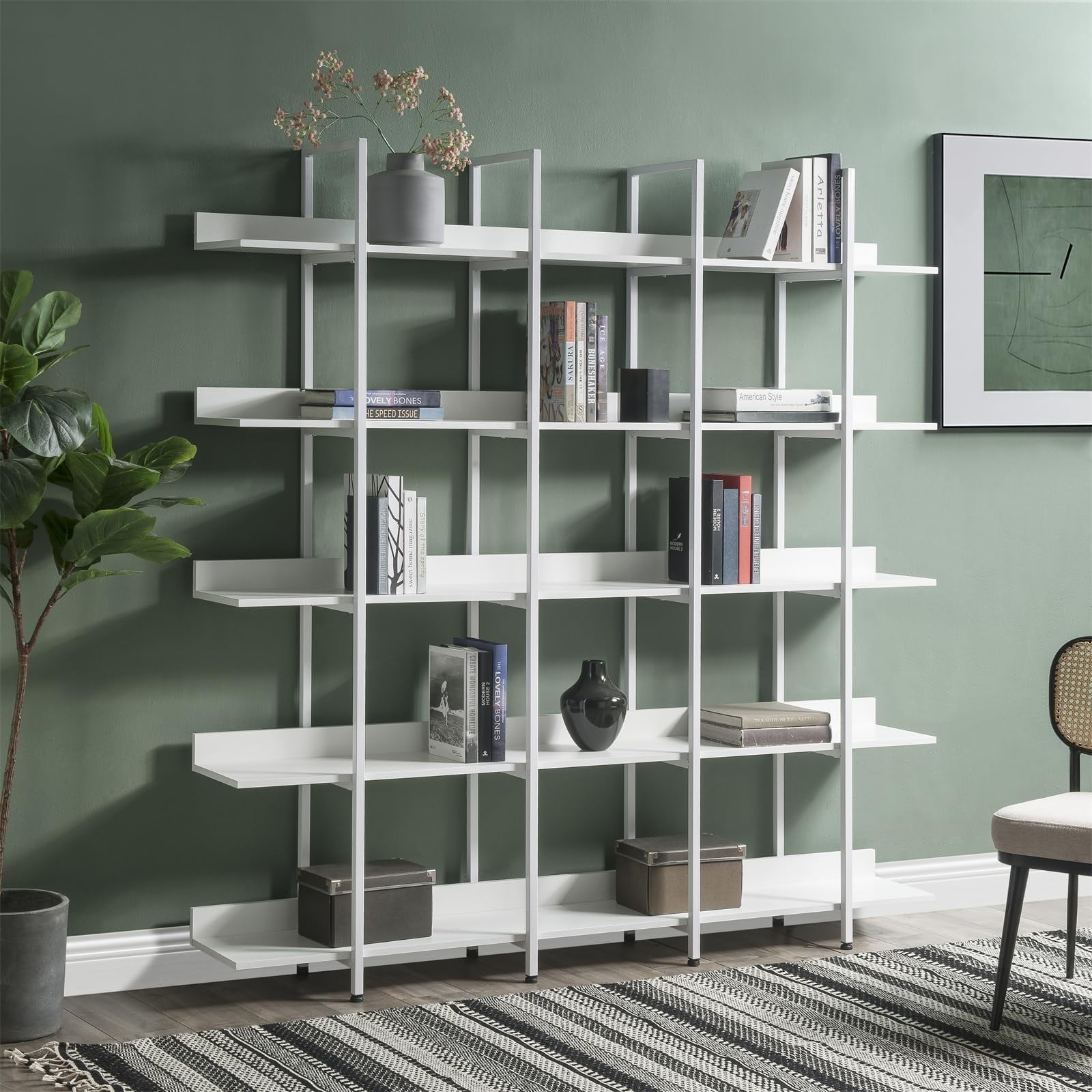 2025 New 5-Tier Bookcase with Metal Frame, Vintage Open Bookshelf ...