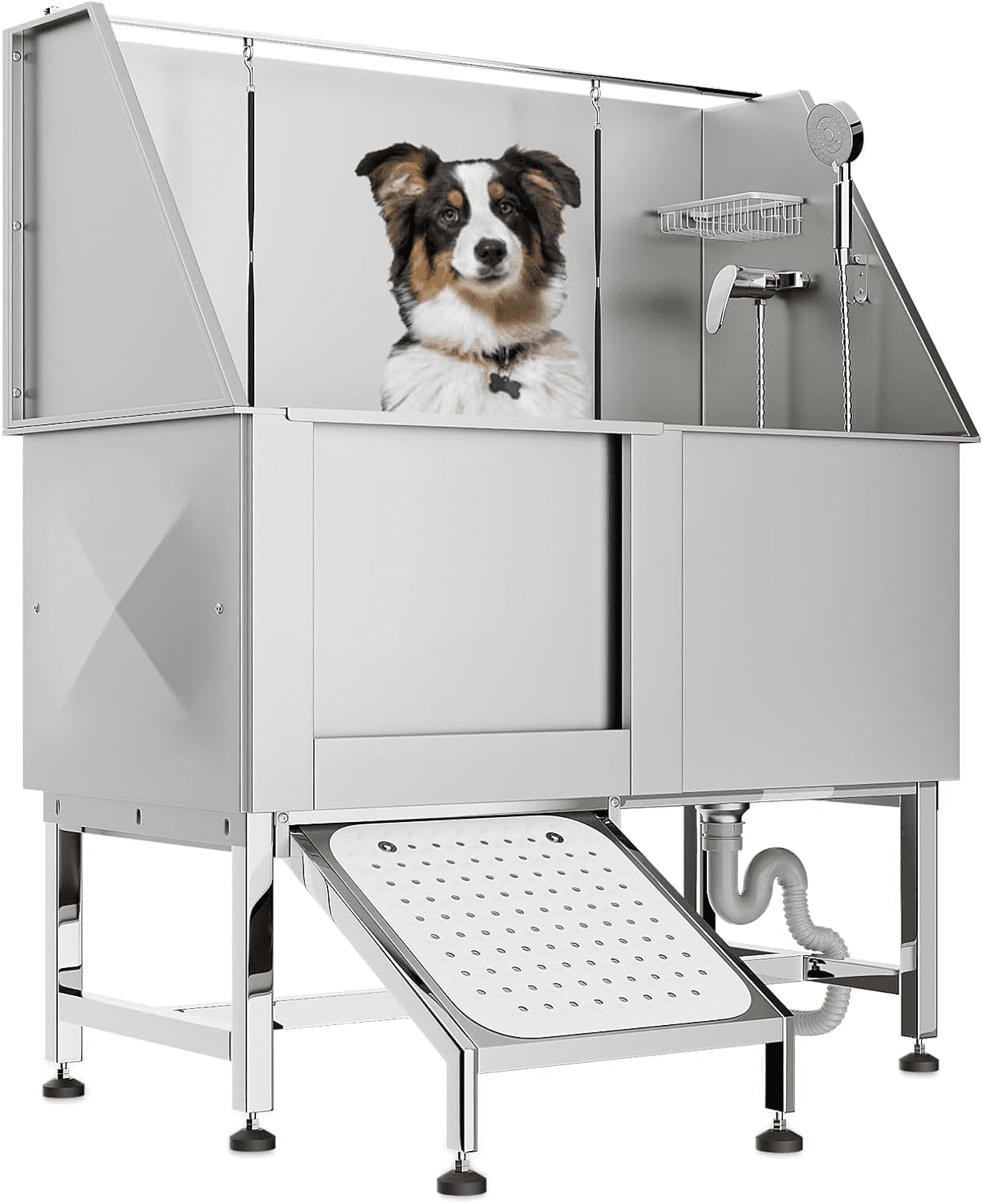 2025 New 50" Pet Dog Bathtub W/Ramp,Professional Stainless Steel Pet ...
