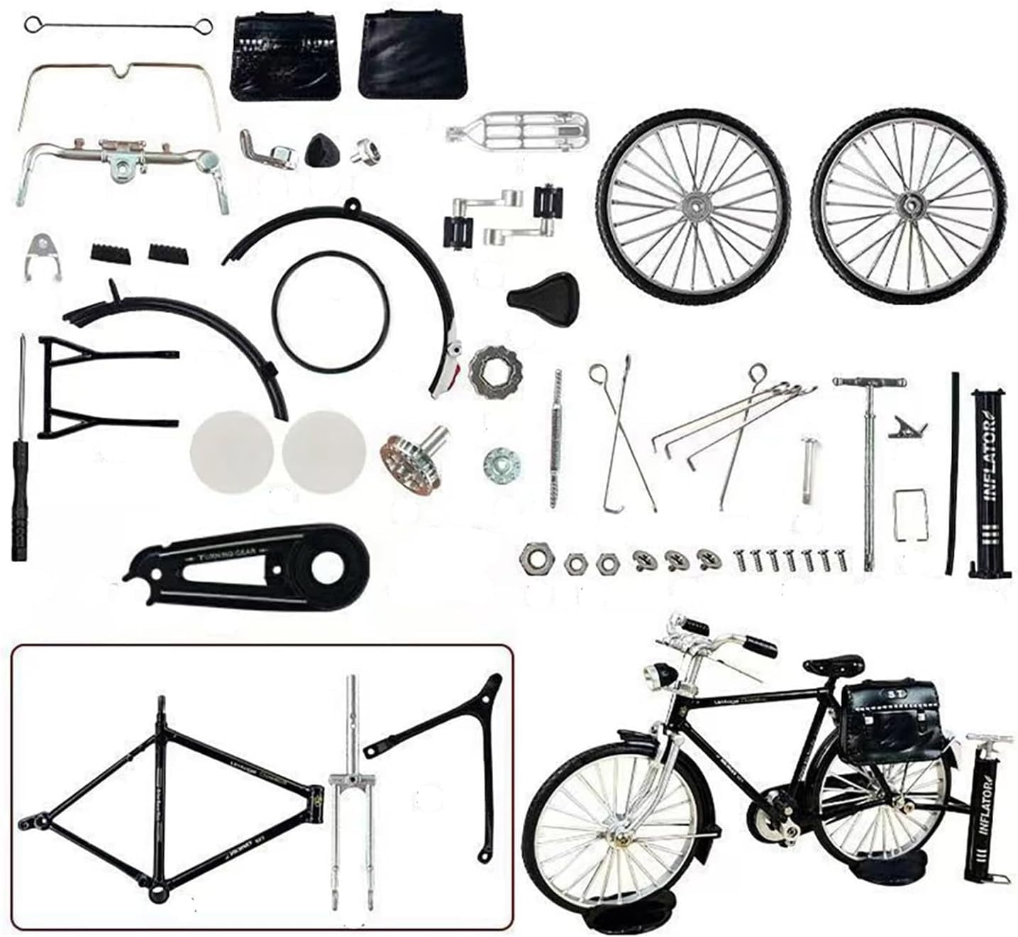 2025 New 52 PCS DIY Bicycle Model Scale Kits, 1:10 Simulation Retro ...