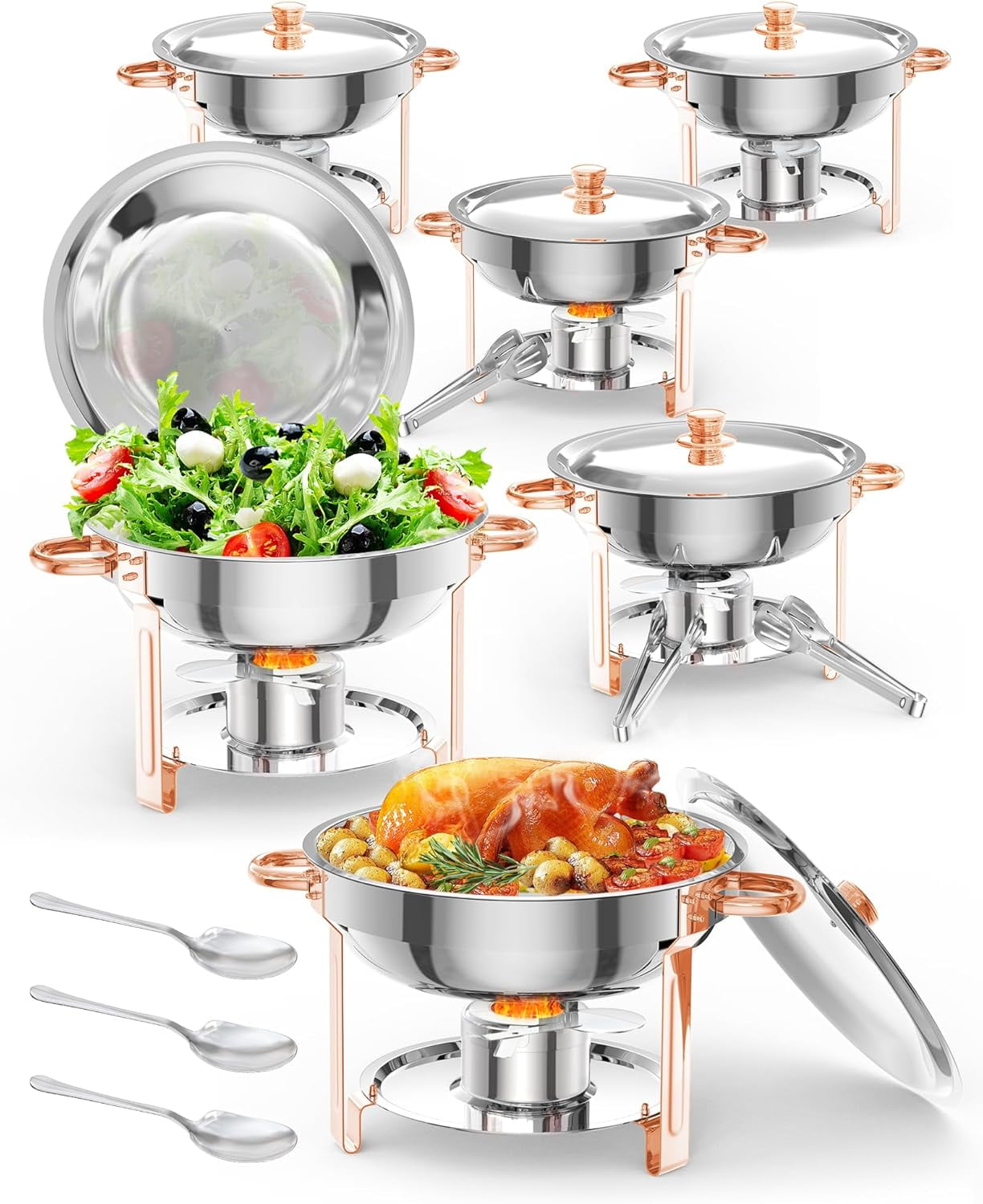 2025 New 5QT Chafing Dish Buffet Set, Round Stainless Steel Chafers and ...