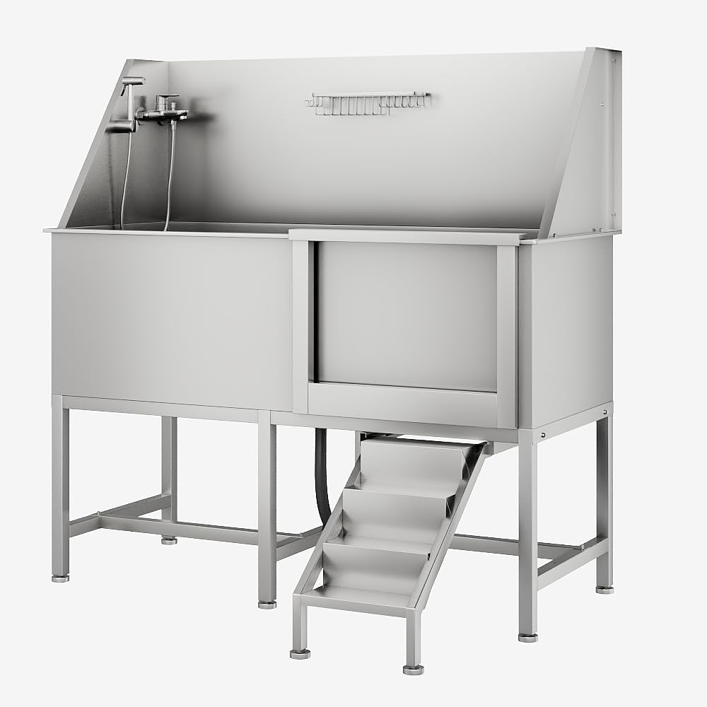 2025 New 62" Pet Dog Bathtub W/Ramp, Dog Shower Brush, Rich Accessory ...