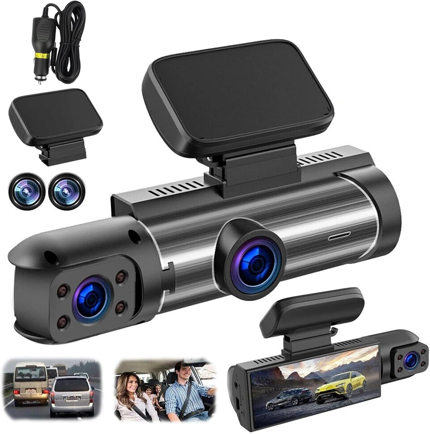 2025 New 64g Enesy Car Dash Cam, Wireless Wifienesy Front and Rear Dash ...