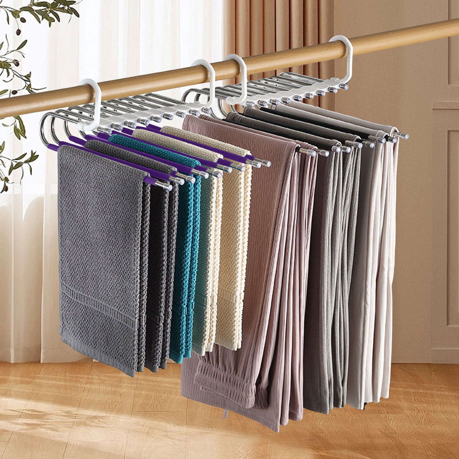 2025 New 9 Layer Pants Hangers Space Saving Functional Pants Racks ...