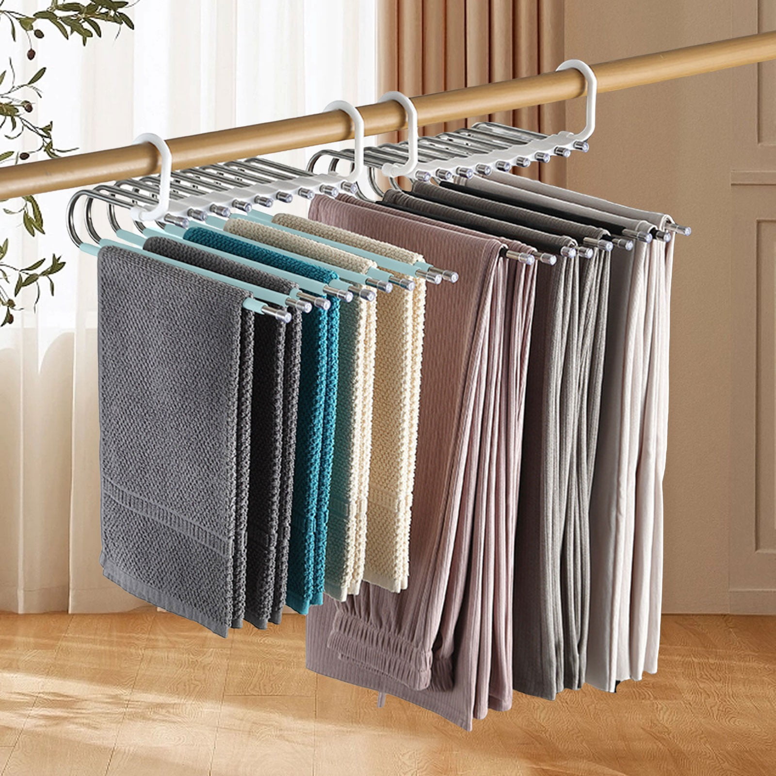 2025 New 9 Layer Pants Hangers Space Saving Functional Pants Racks ...