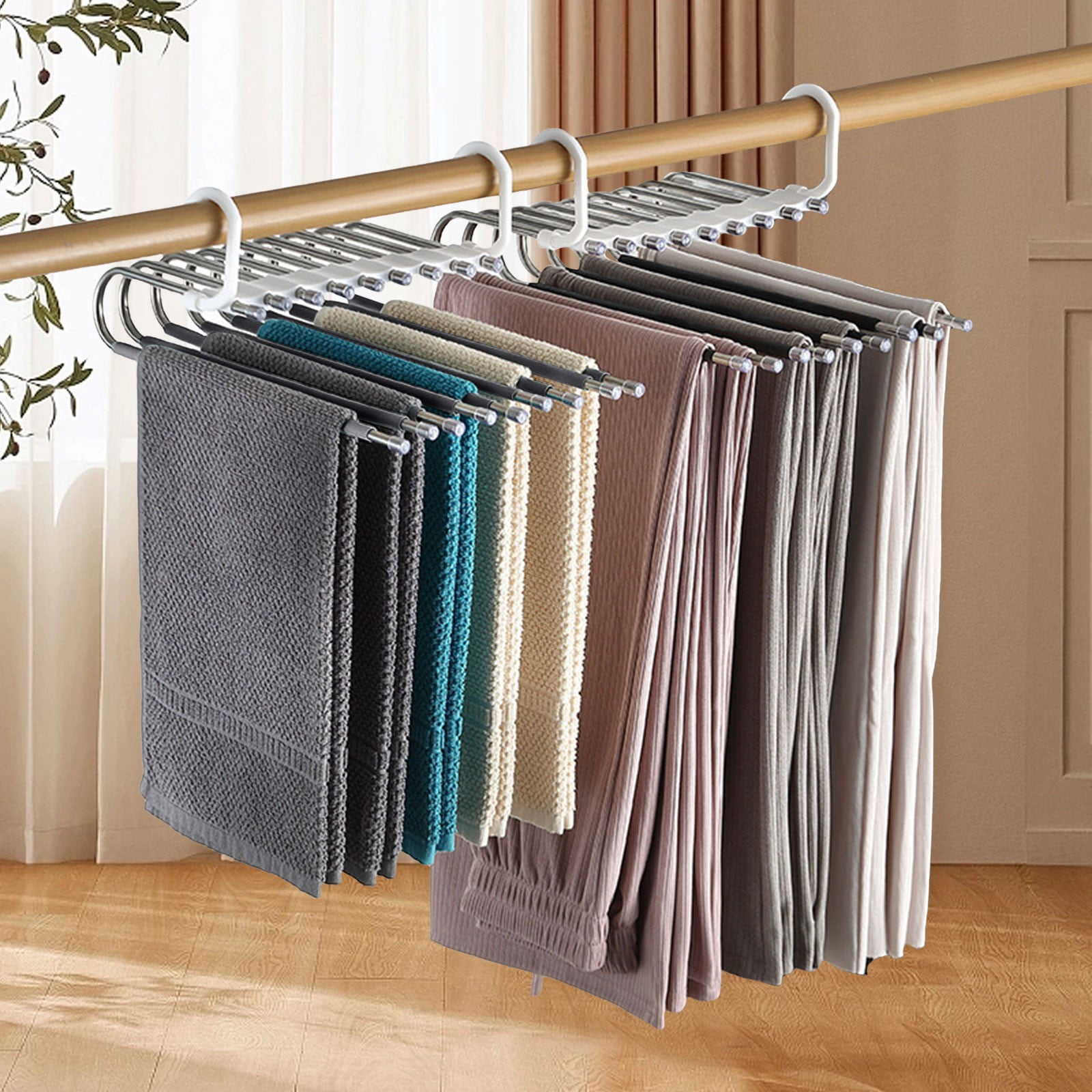 2025 New 9 Layer Pants Hangers Space Saving Functional Pants Racks ...