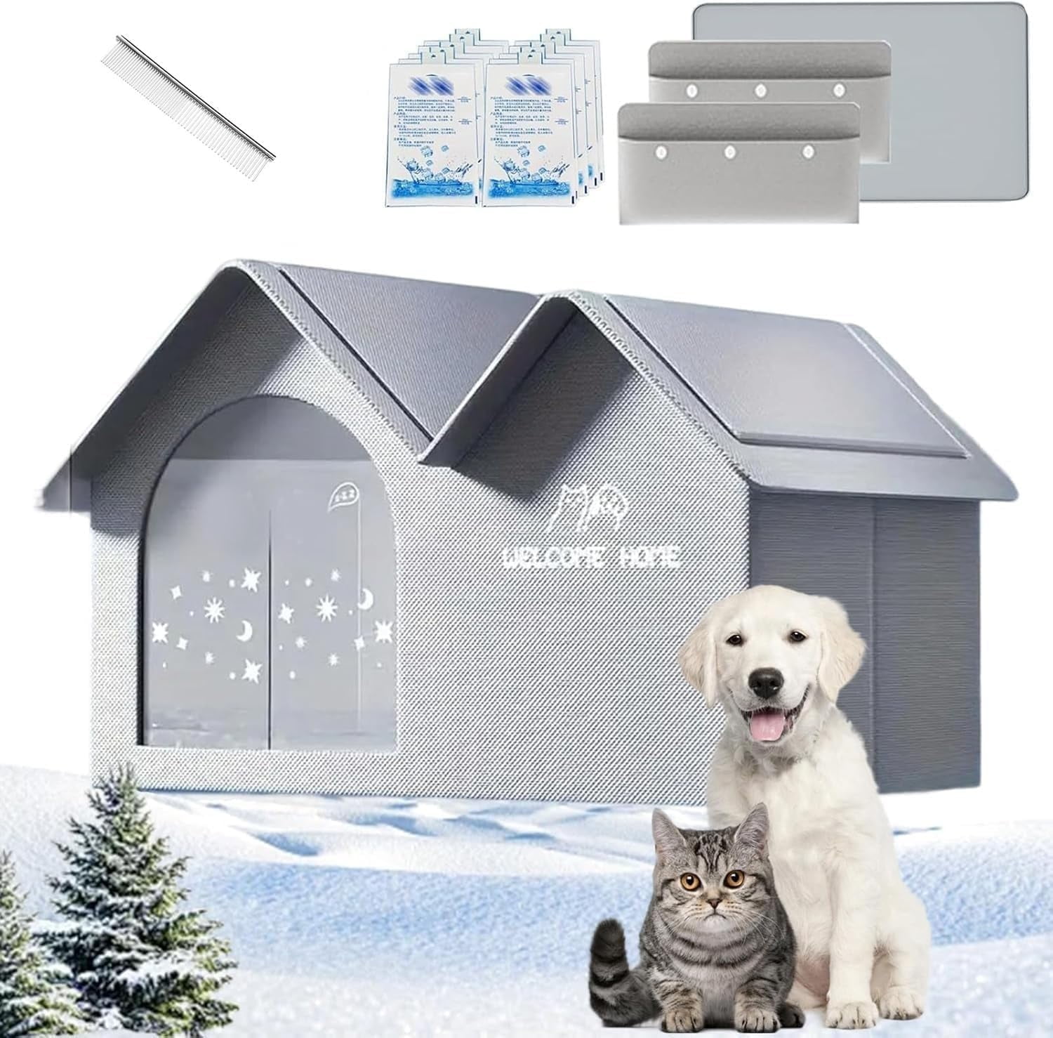 2025 New Air Conditioner Cat House, Foldable Dog House with Ac ...