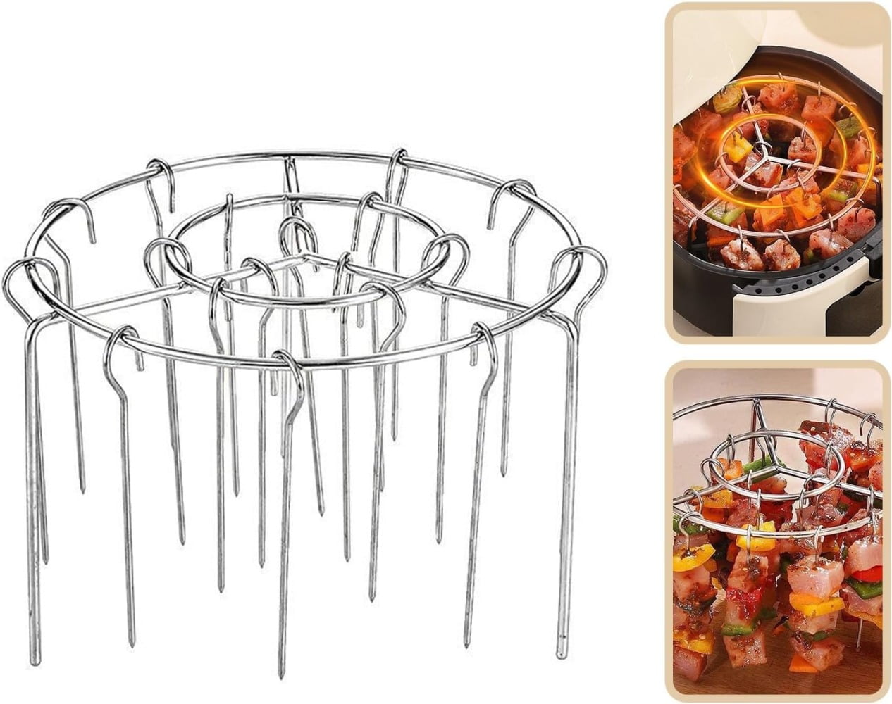 2025 New Air Fryer Grill Skewer Rack – 30-Pc Stainless Steel Vertical ...
