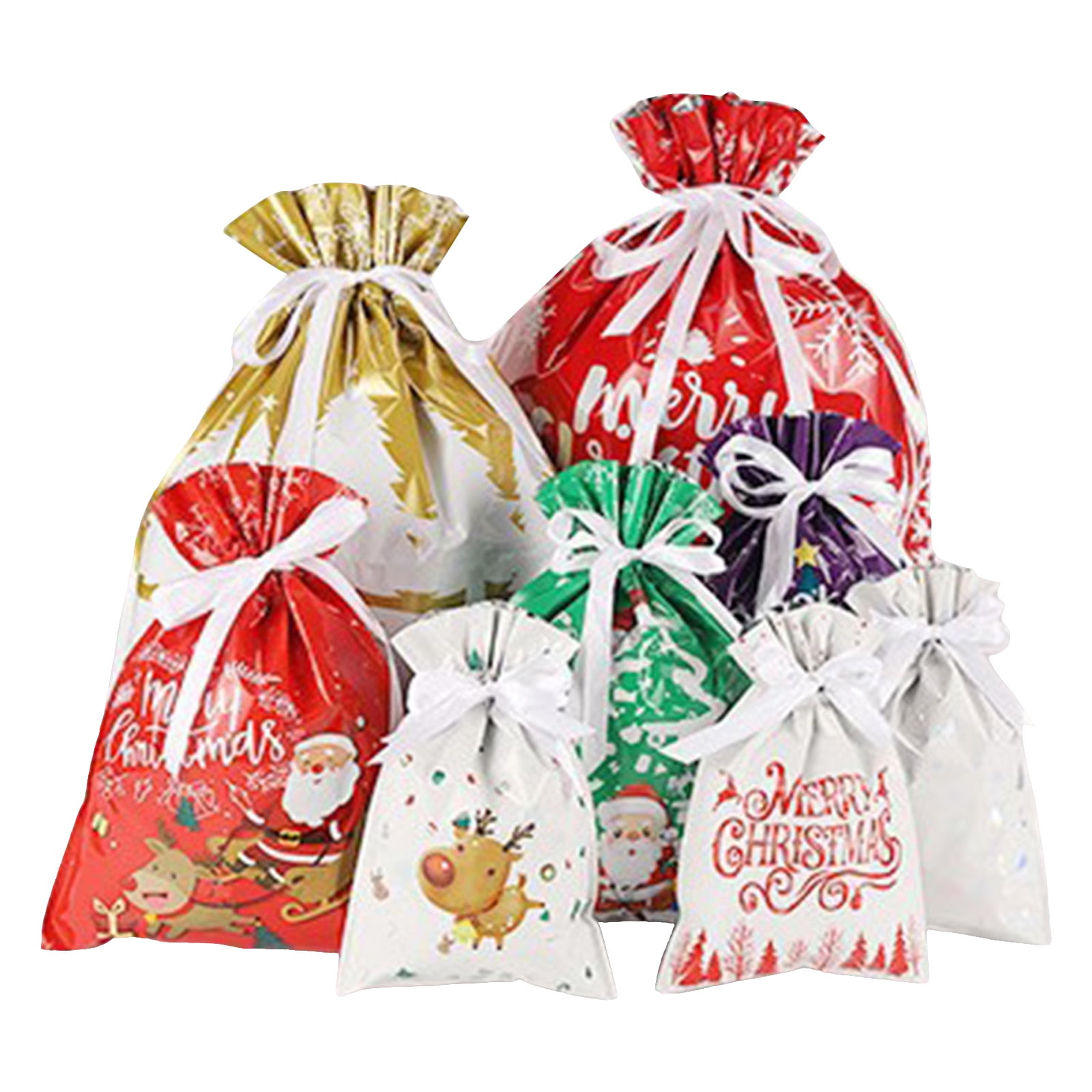 2025 New Aluminum Foil Drawstring Christmas Gift Bags 24PCS Durable ...