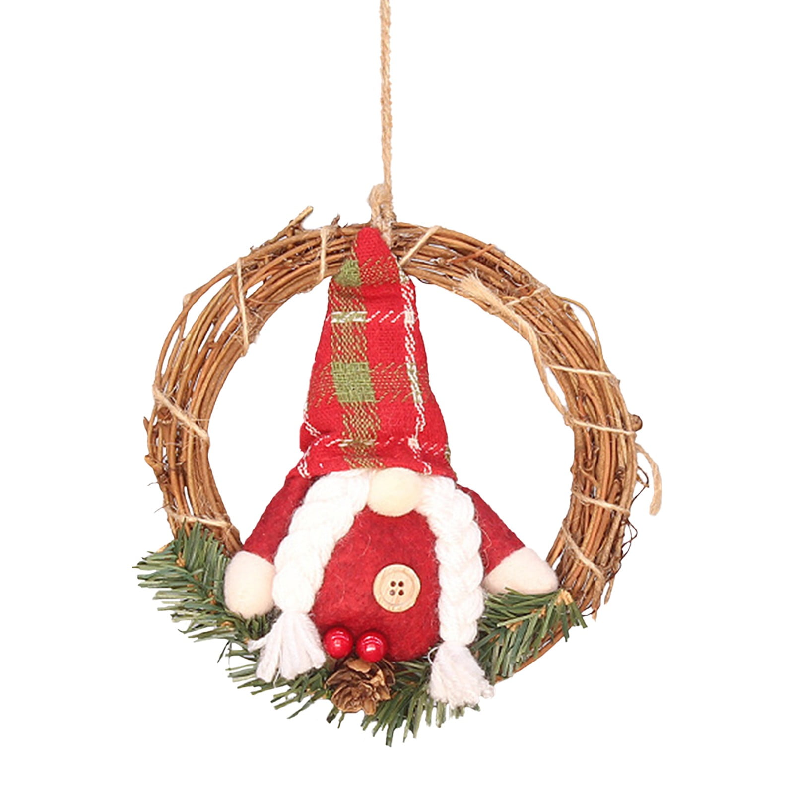 2025 New Arrival Christmas Wreath for Door, Faceless Doll Rattan Ring Wreath Christmas Hanging ...