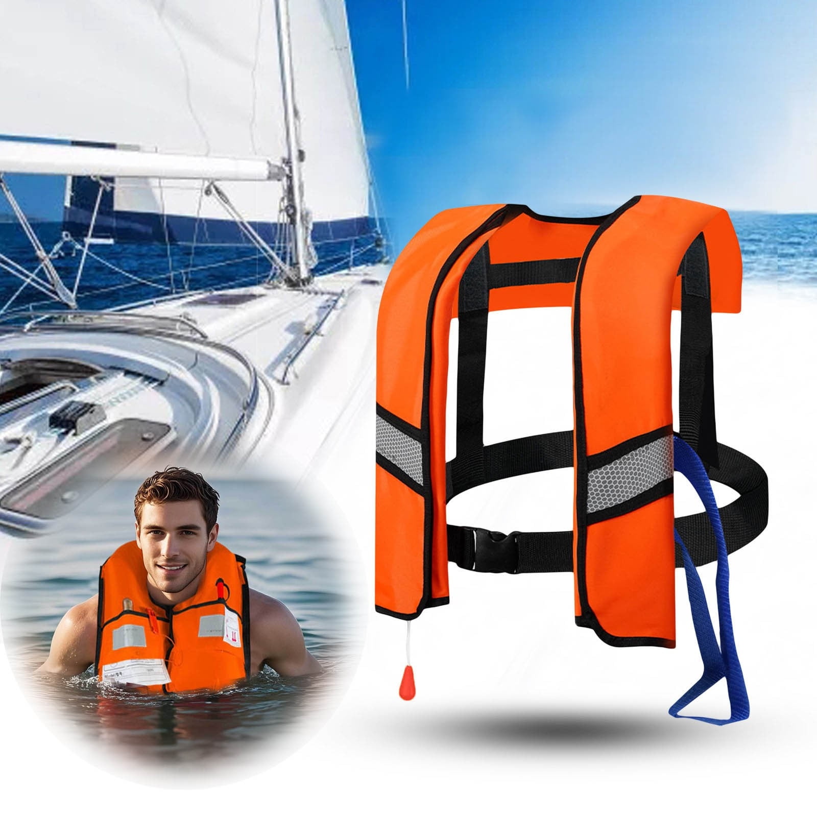 2025 New Automatic Inflatable Life Jacket with Reflectors Safety Adult ...