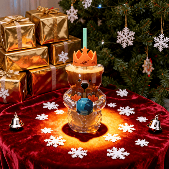 2025 New Bear Glass Cold Cup 20oz, Holiday Cup with Straw, Ideal for ...