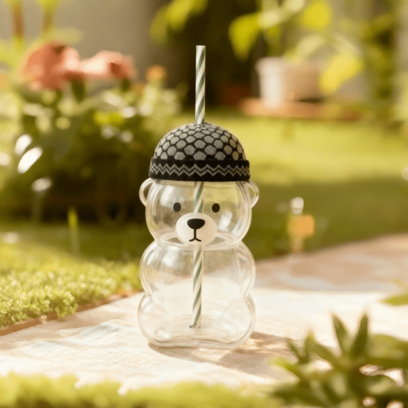 2025 New Bear Straw Cup, Cute Bear Glass Cup With Straw 20oz, Cute Mugs ...
