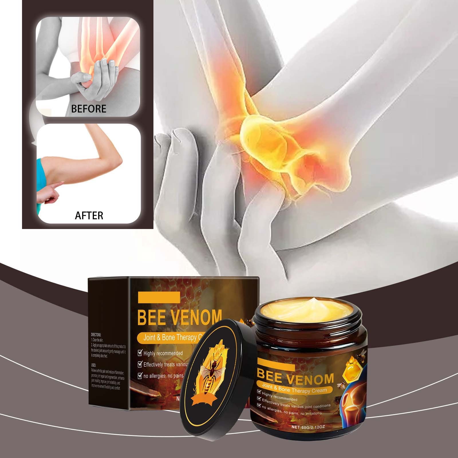 2025 New Bee Ven®om Joint and Bone Therapy Cream Bee Vén®om 𝙋𝙖𝐢𝐧 Relief ...