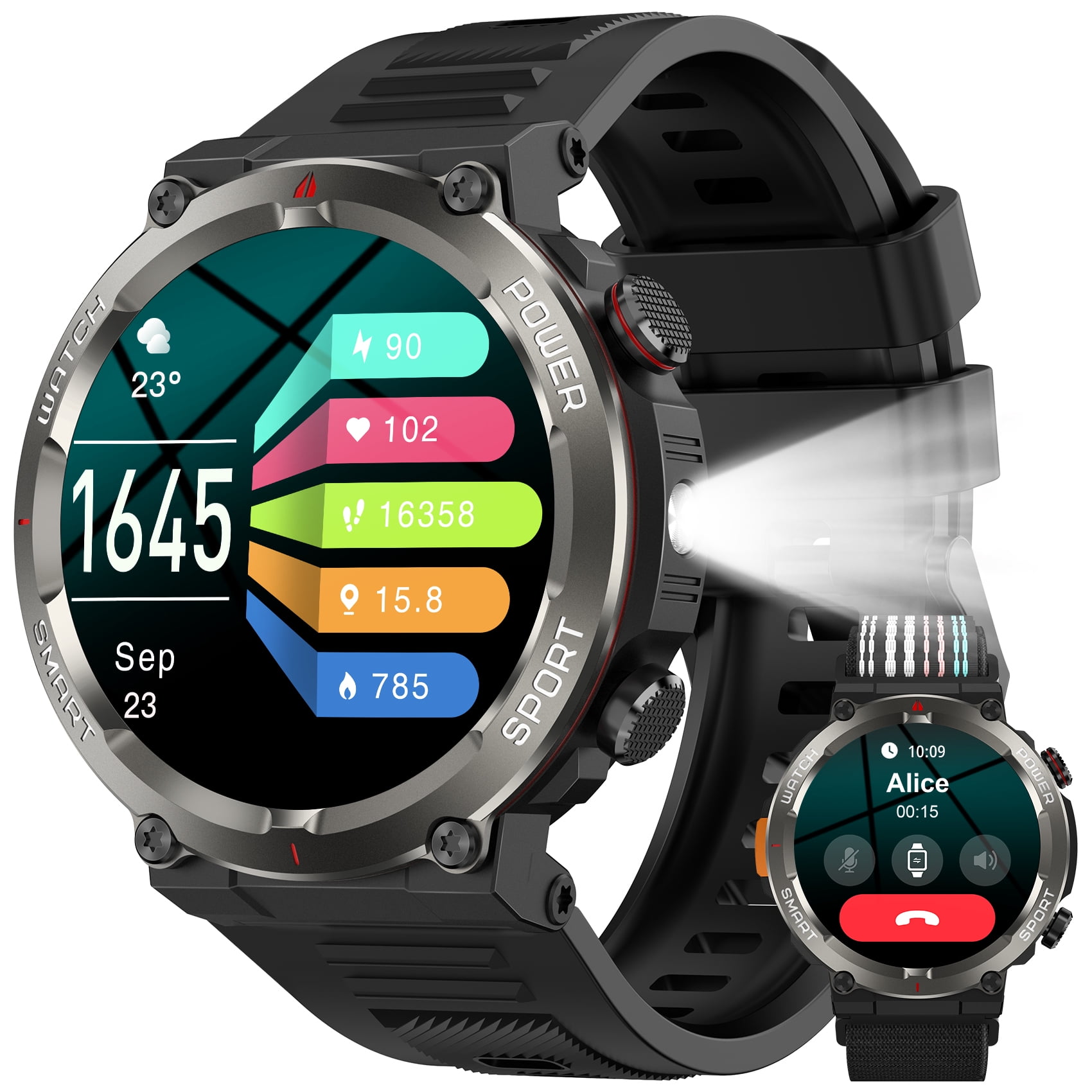 2025 New Blackview W50pro Waterproof Smartwatch with LED Flashlight ...