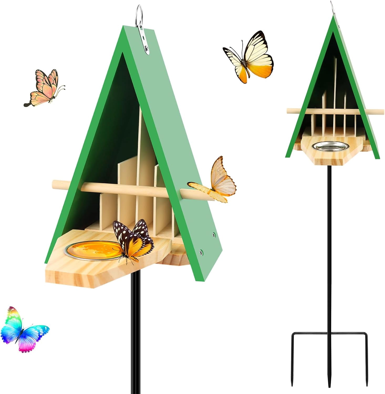 2025 New Butterfly House and Feeder for Outside, Wooden Butterfly House ...