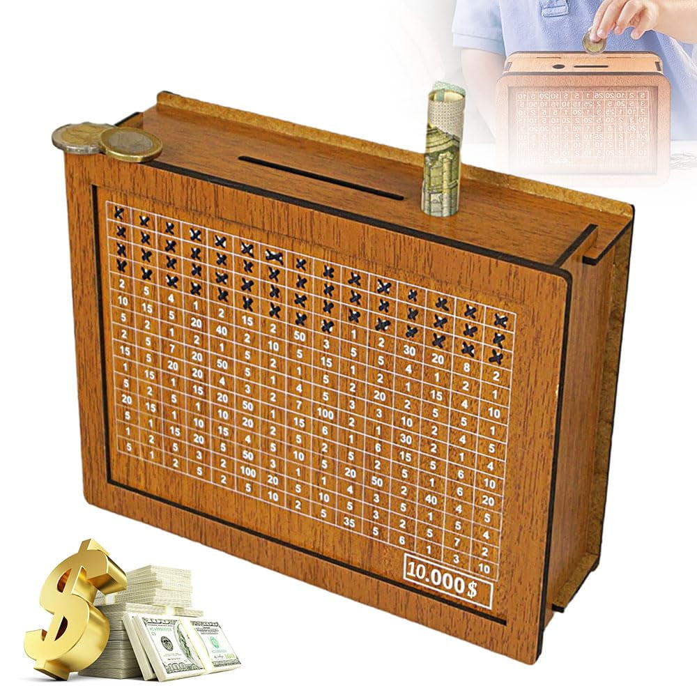 2025 New Cash Vault Wooden Savings Box Storage Box,Retro Wooden Money ...