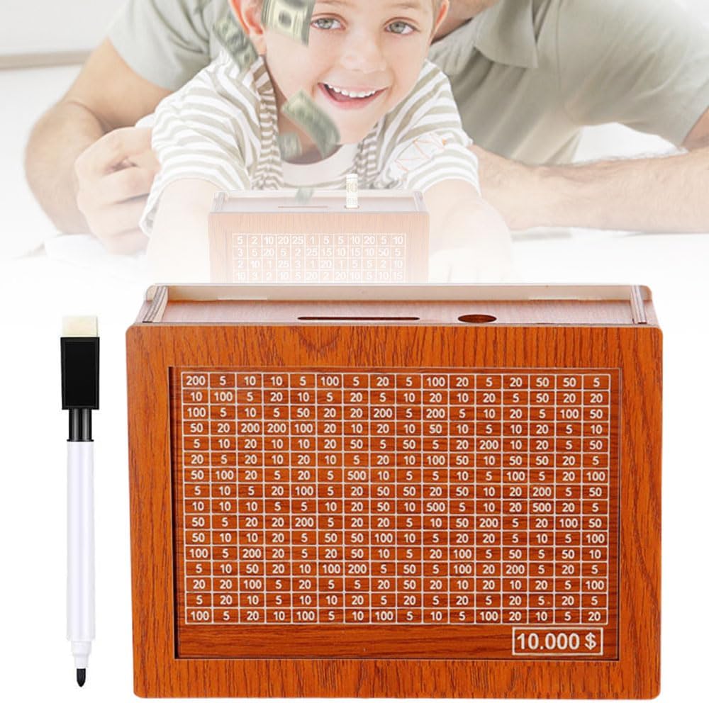 2025 New Cash Vault Wooden Savings Box, Wooden Cash Saver Money Box ...