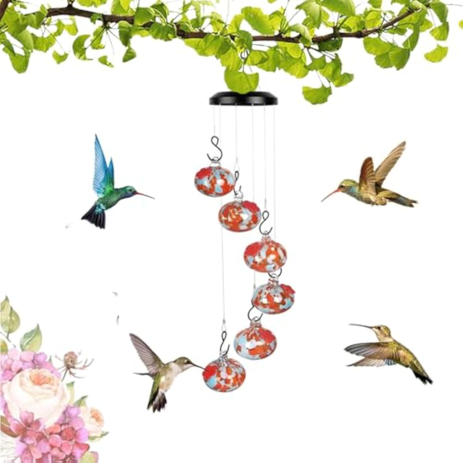 2025 New Charming Wind Chimes Hummingbird Feeders Garden Decor ...