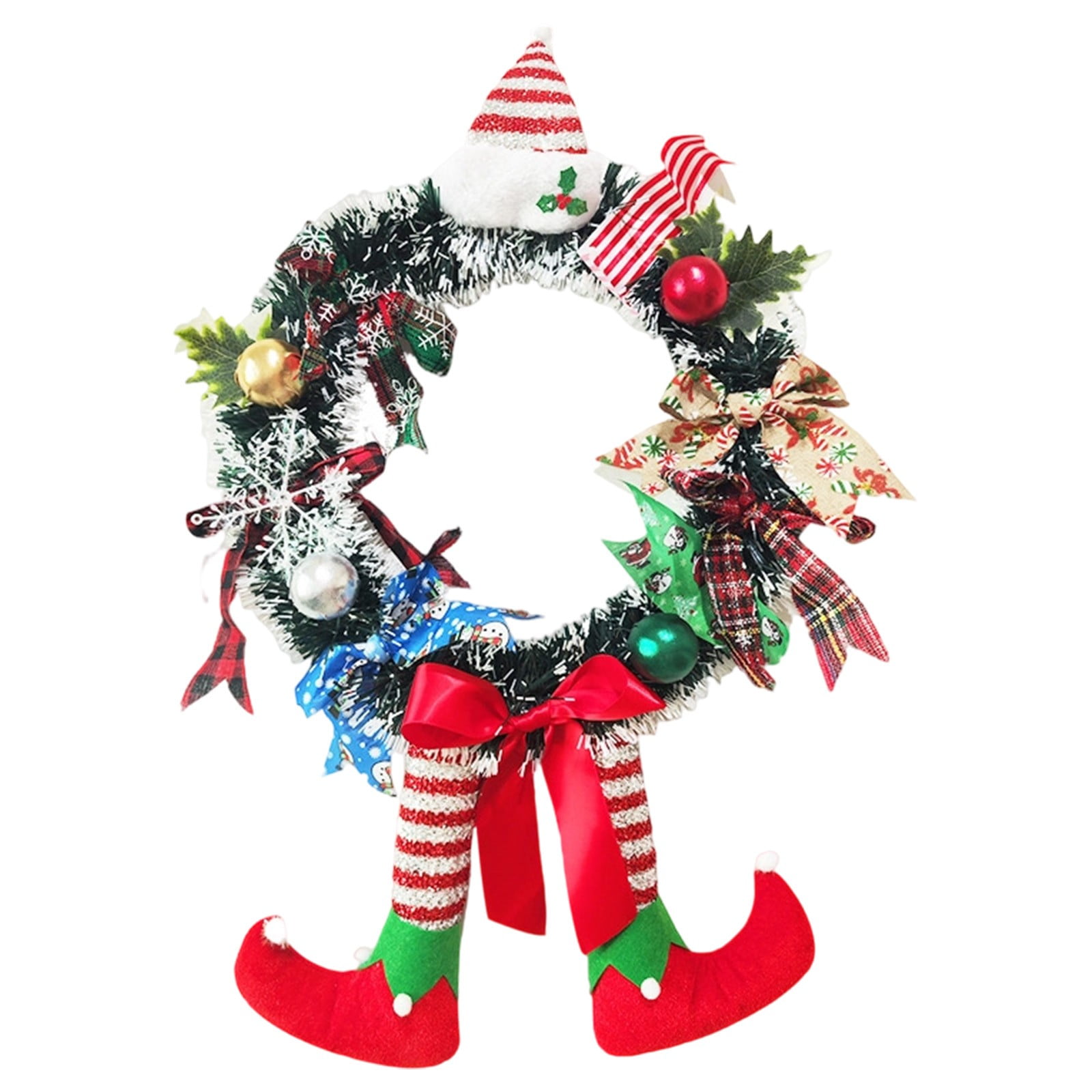 2025 New Christmas Elf Legs Wreath with Striped Clown Design - Festive ...