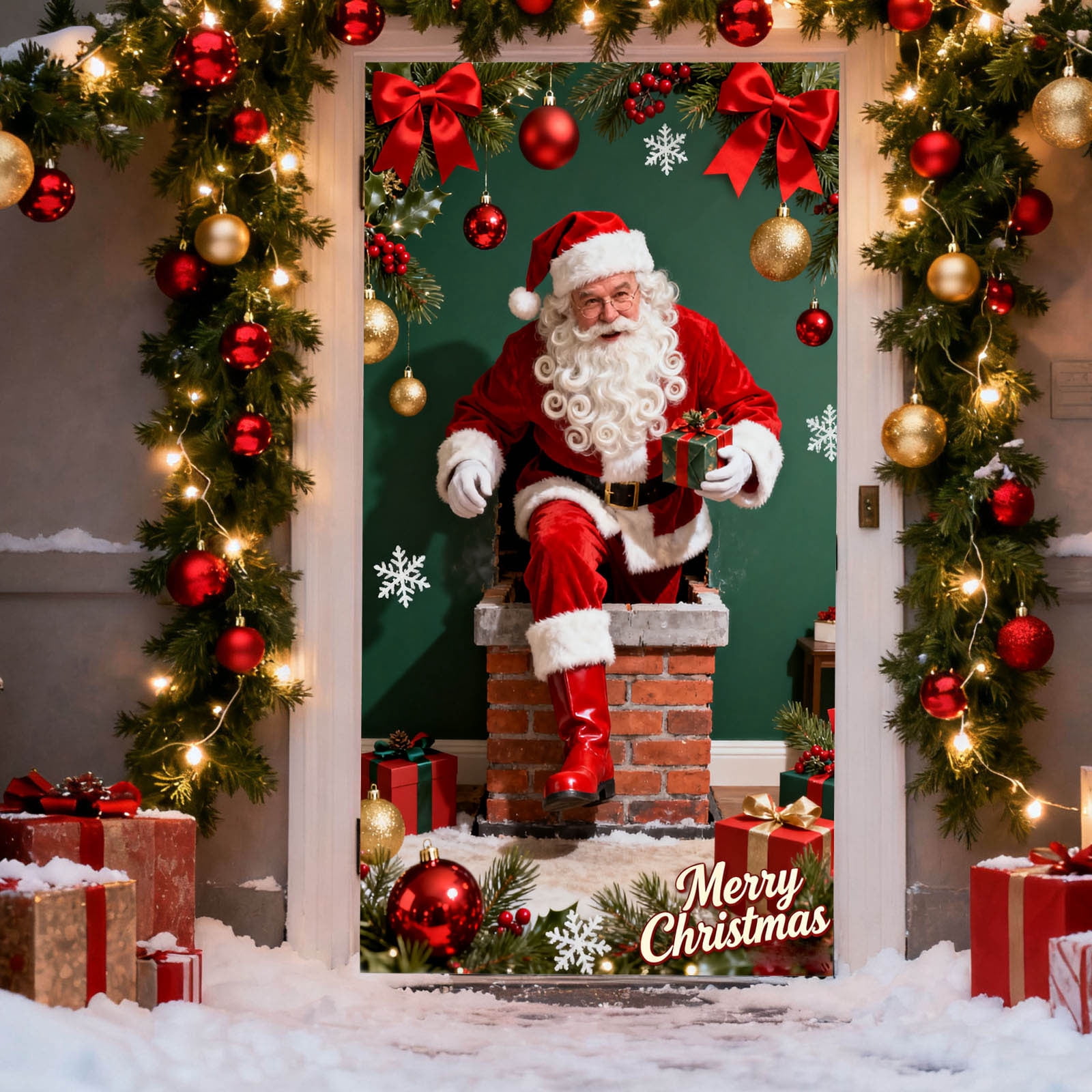 2025 New Christmas Front Door Cover, 36 * 78''Christmas Door Cover ...