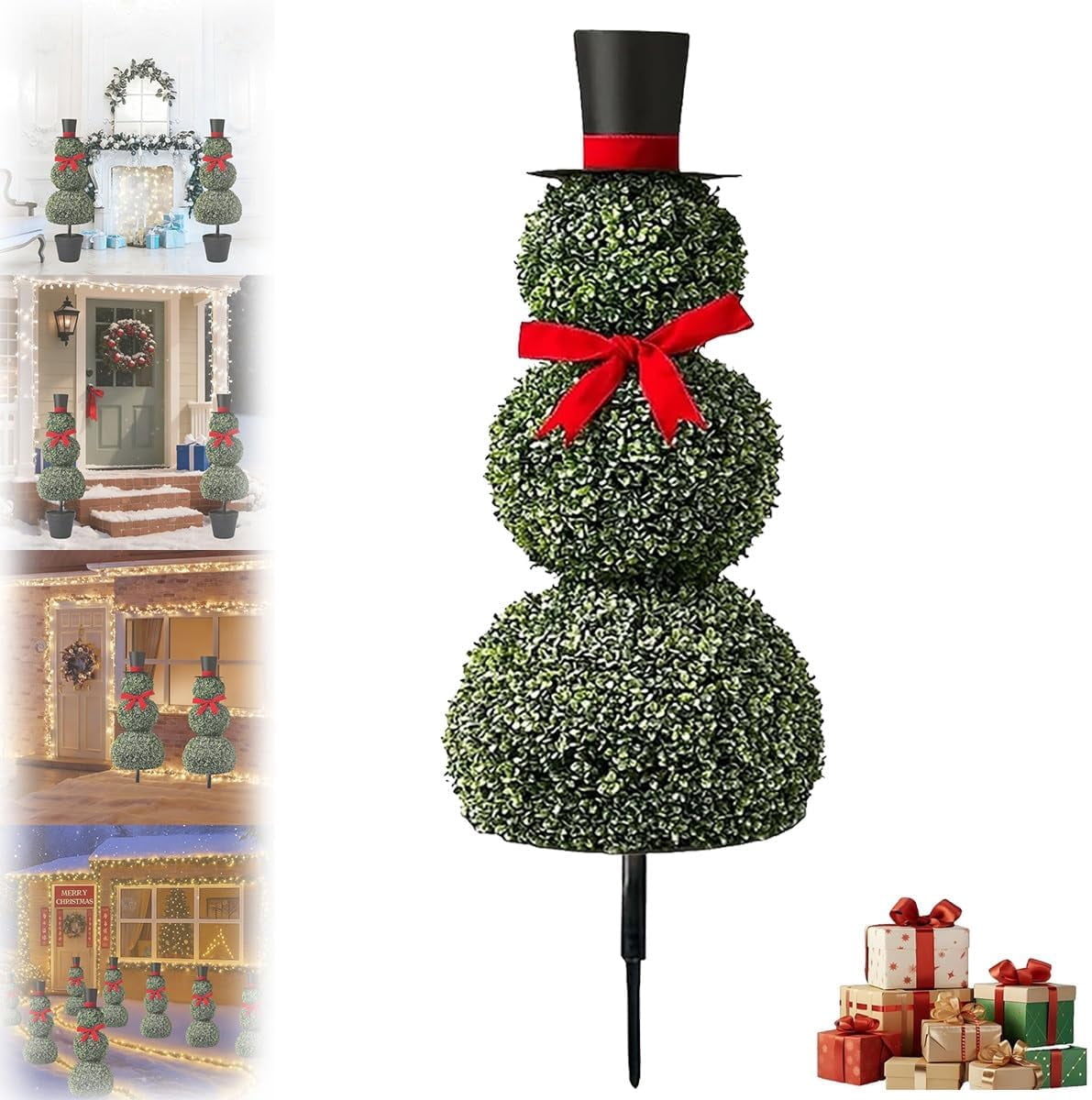 2025 New Christmas Snowman Topiary Outdoor, 31.5in Artificial Snowman ...
