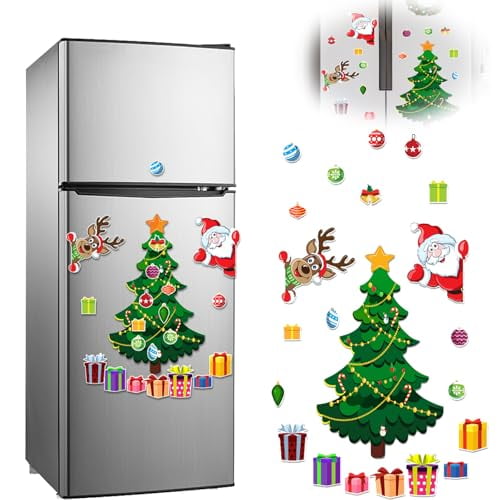 Christmas Tree Decorations for Fridge, Santa Reindeer Holiday Magnets ...