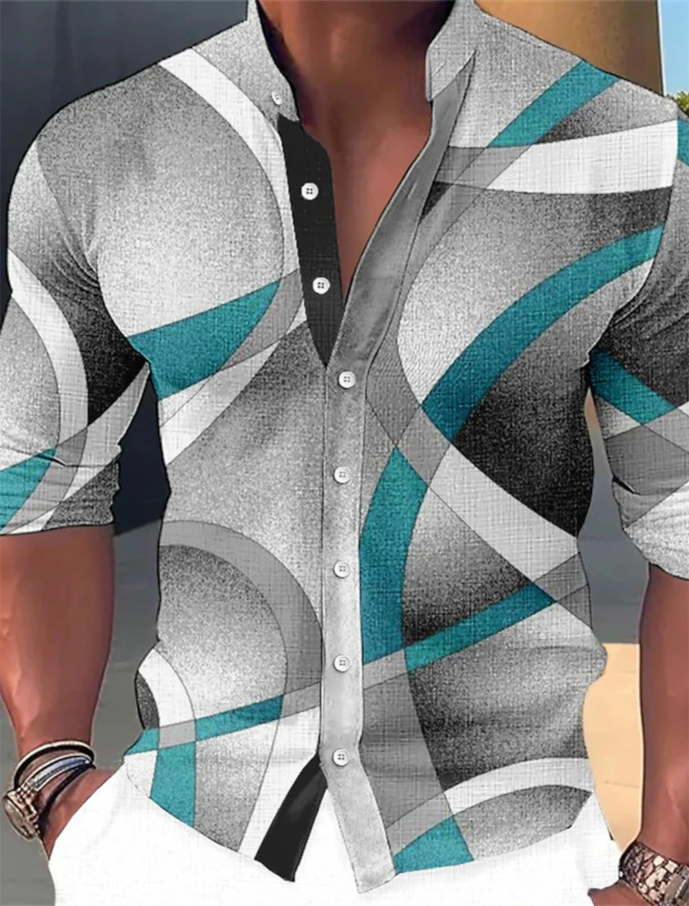 2025 New Club Men's Geometric Standing Collar Outdoor Street Long ...