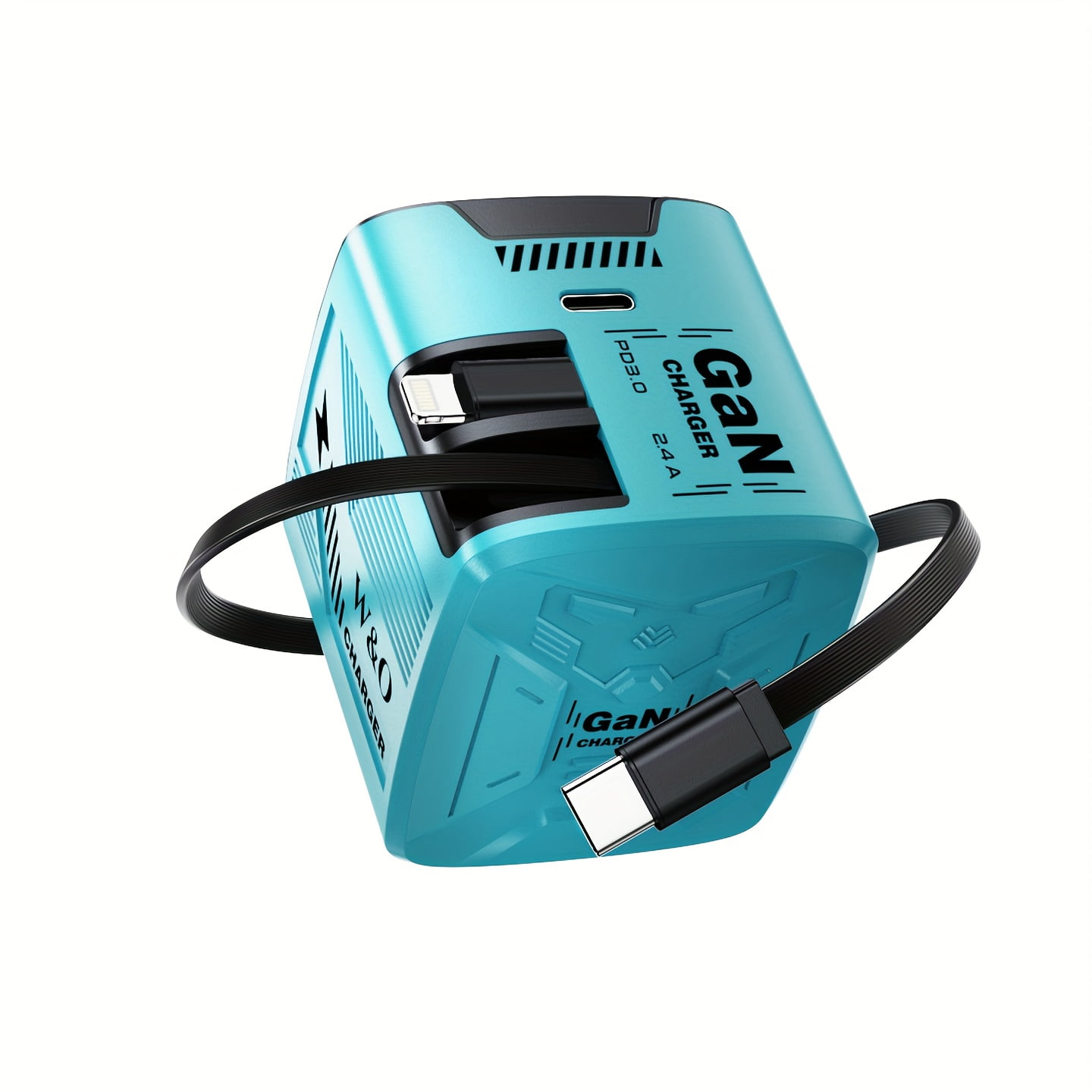 2025 New Compact 66W Super Fast Charger - Retractable Cable, Cube-Shape ...