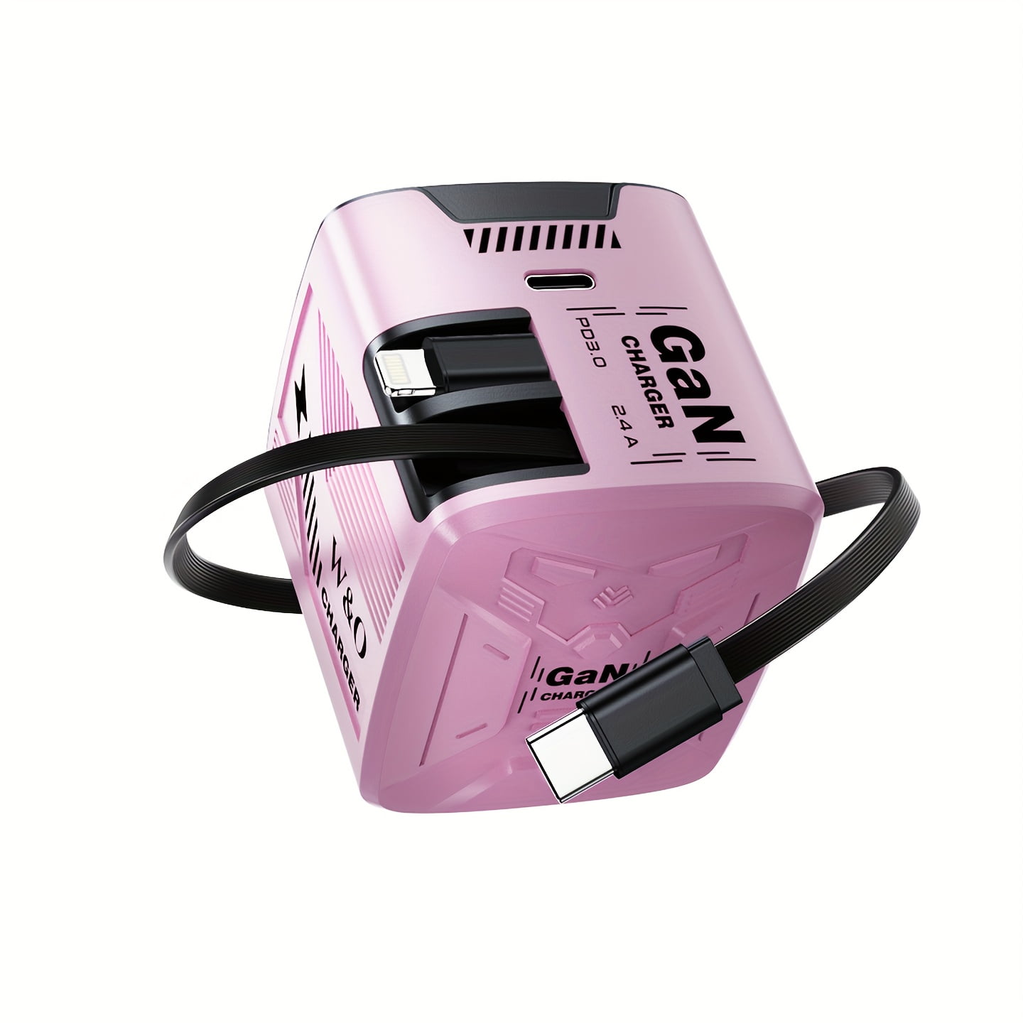 2025 New Compact 66W Super Fast Charger - Retractable Cable, Cube-Shape ...