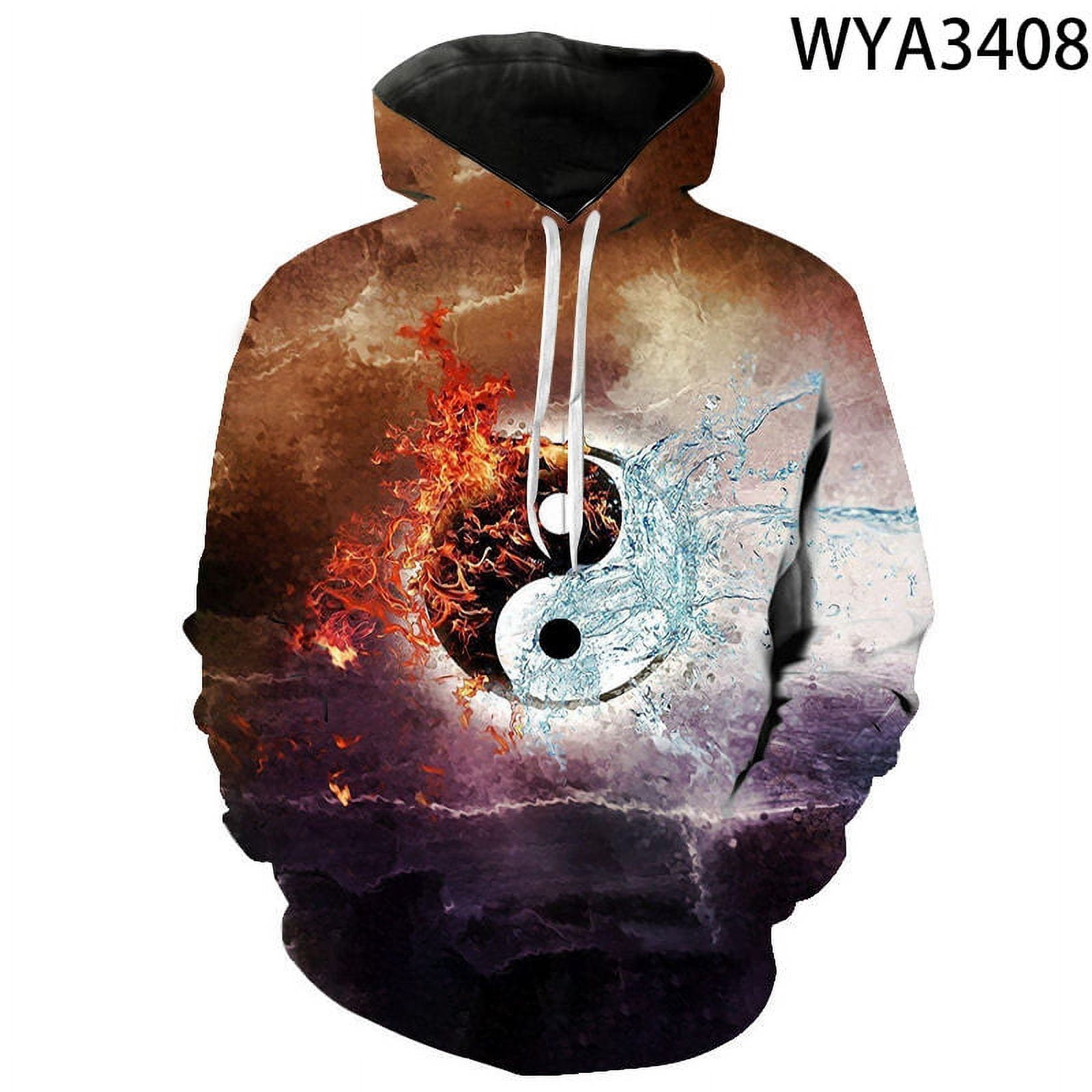 2025 New Cool Water Fire Hoodies 3D Print Yin and Yang Gossip Men Women ...