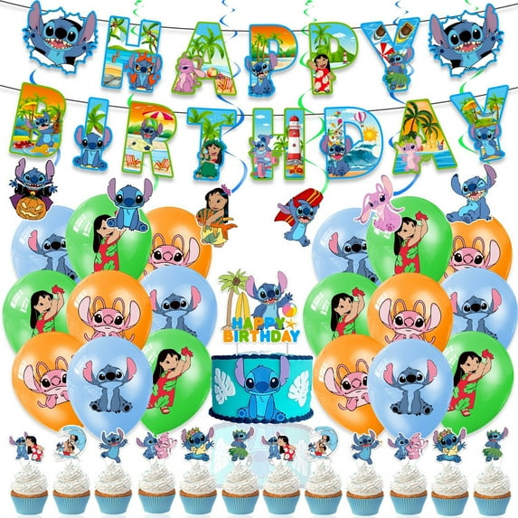 2025 New Cute Cartoon Stitch Theme Birthday Party Decoration Supplies, Including Banners, Cake ...