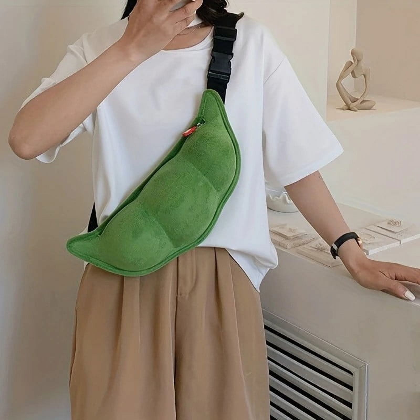 2025 New Cute Plush Bean Bag Shoulder Bag | Soft Wool Pea Design Chest ...