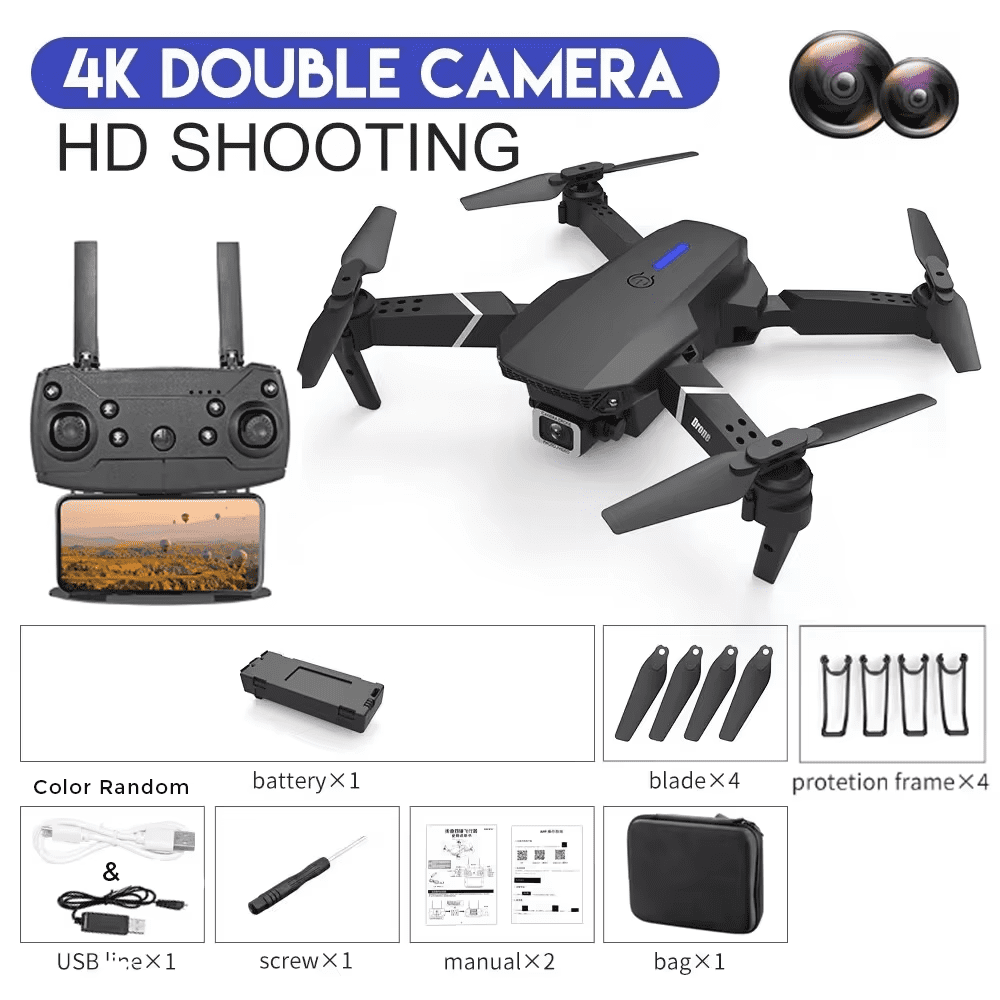 2025 New E88 Air With Screen-Controlled Lighting Mini Drone 4K Untal 2 Camera Optical Flow ...