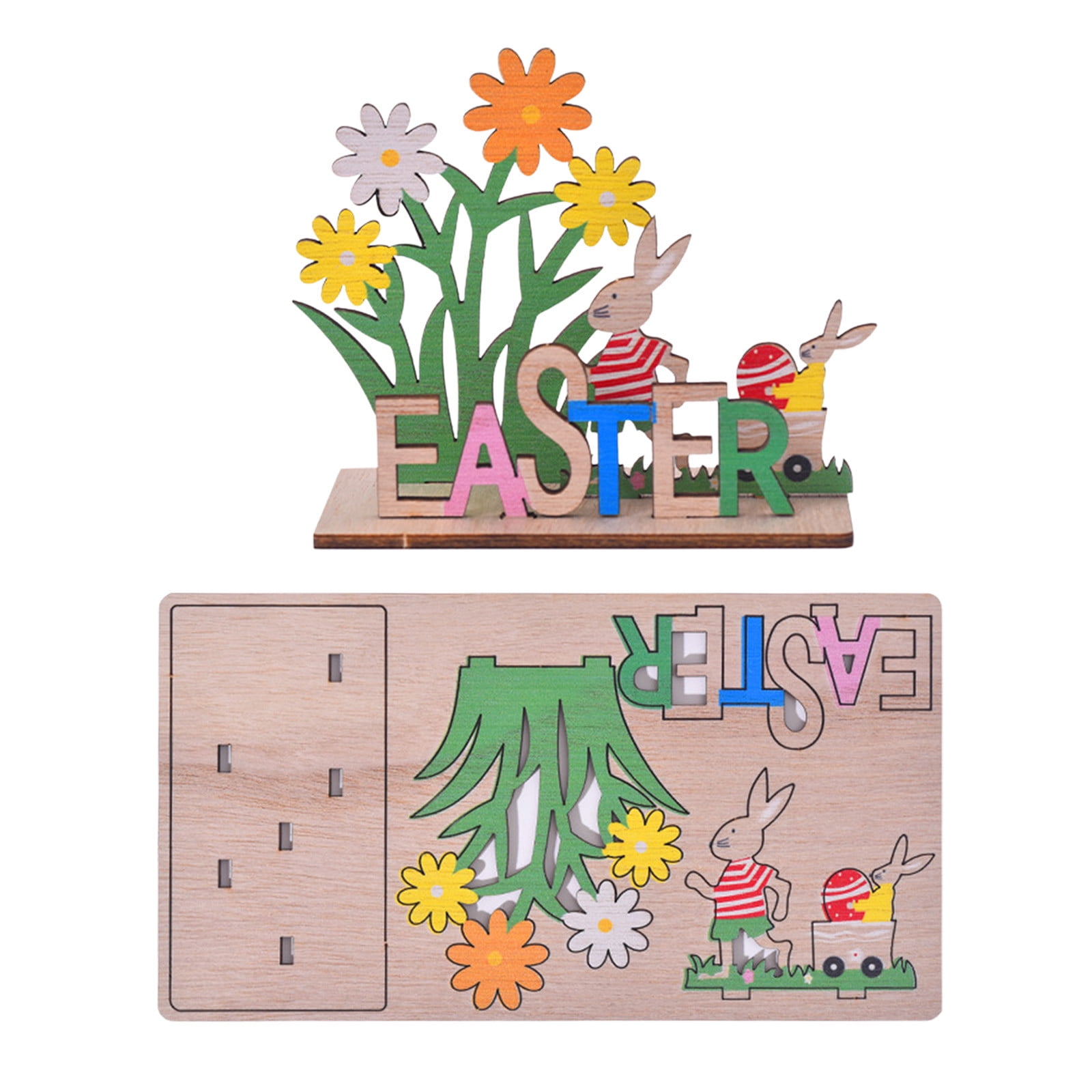 2025 New Easter Decorations Wooden Decor Bunny Standing Sign Freestanding Easter Centerpiece For ...