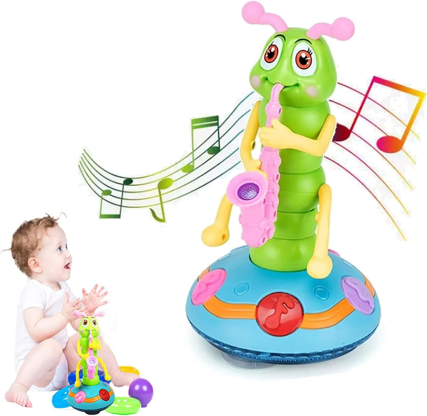 2025 New Electric Caterpillar Dance Toy with Music & Light & Wheels ...
