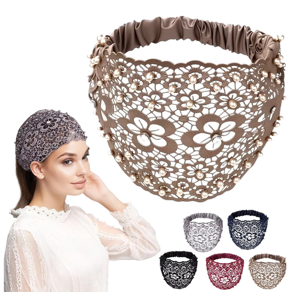 2025 New Elegant Floral Beaded Headbands for Women, Wide Lace Hair ...