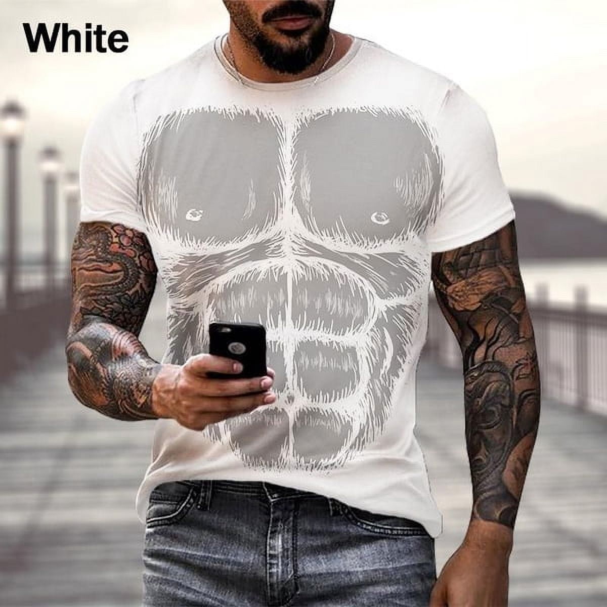 2025 New Fashion Animal Orangutan Muscle Print 3D T-Shirt Men's Street ...