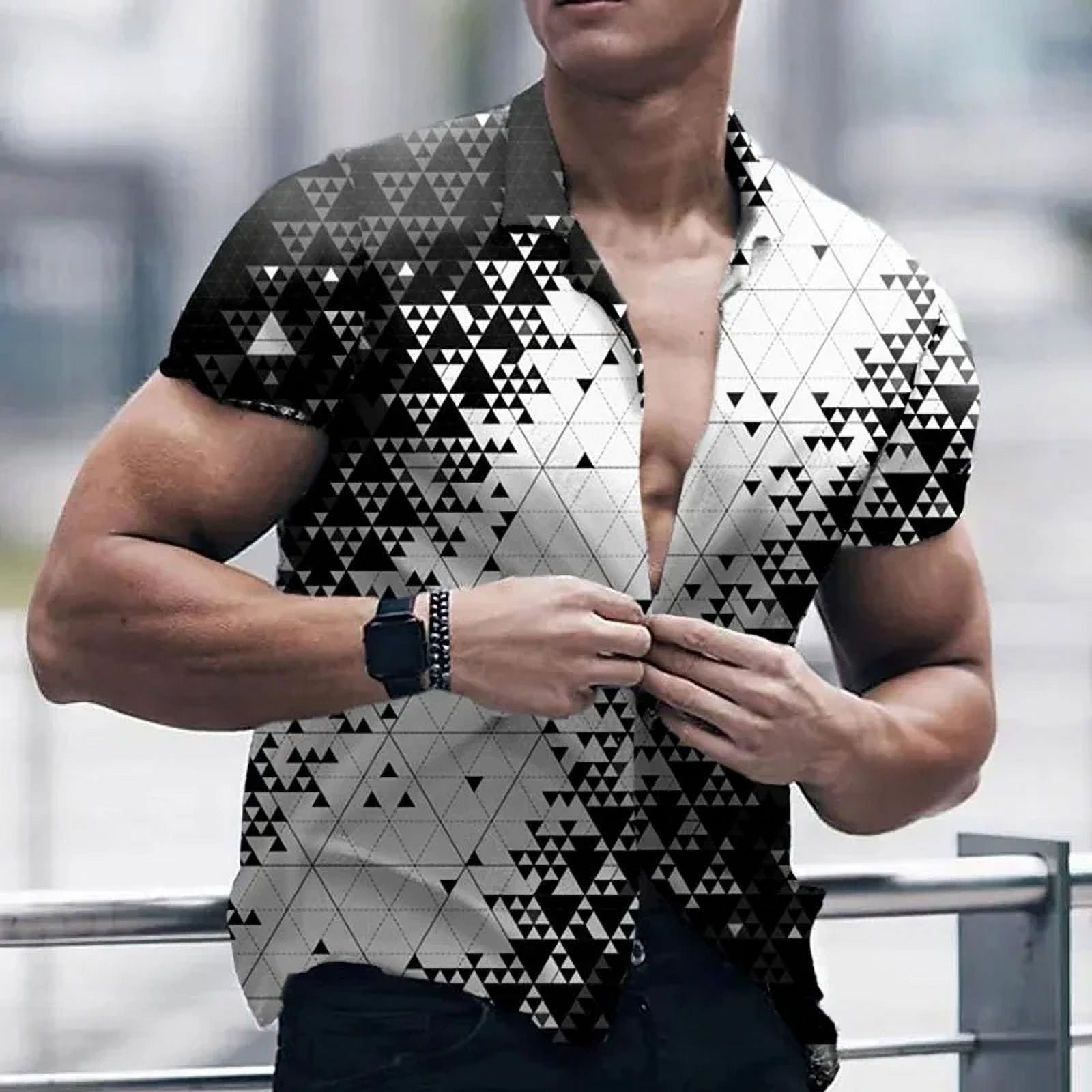 2025 New Fashion Short Sleeve Men's Casual Outdoor Street Party High ...