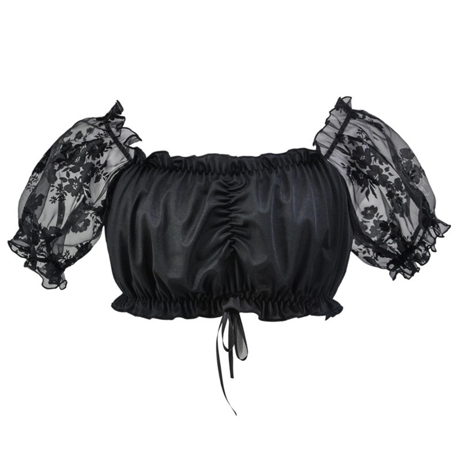 2025 New Festival One Word Bra Sleeve Top Yarn Ruffle Flat Mouth ...