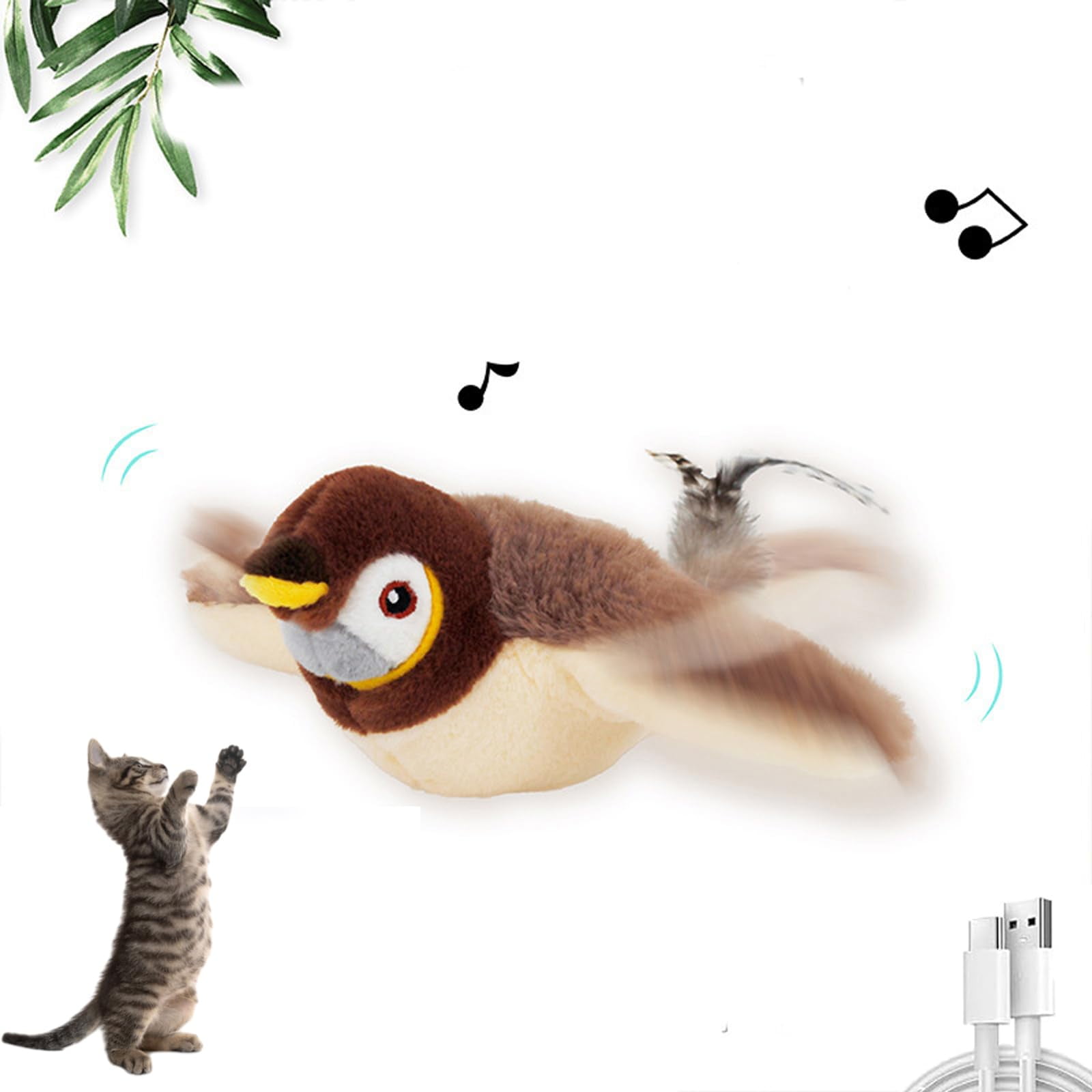 2025 New Flying Bird Cat Toy, Interactive Chirping Bird Cat Toy ...