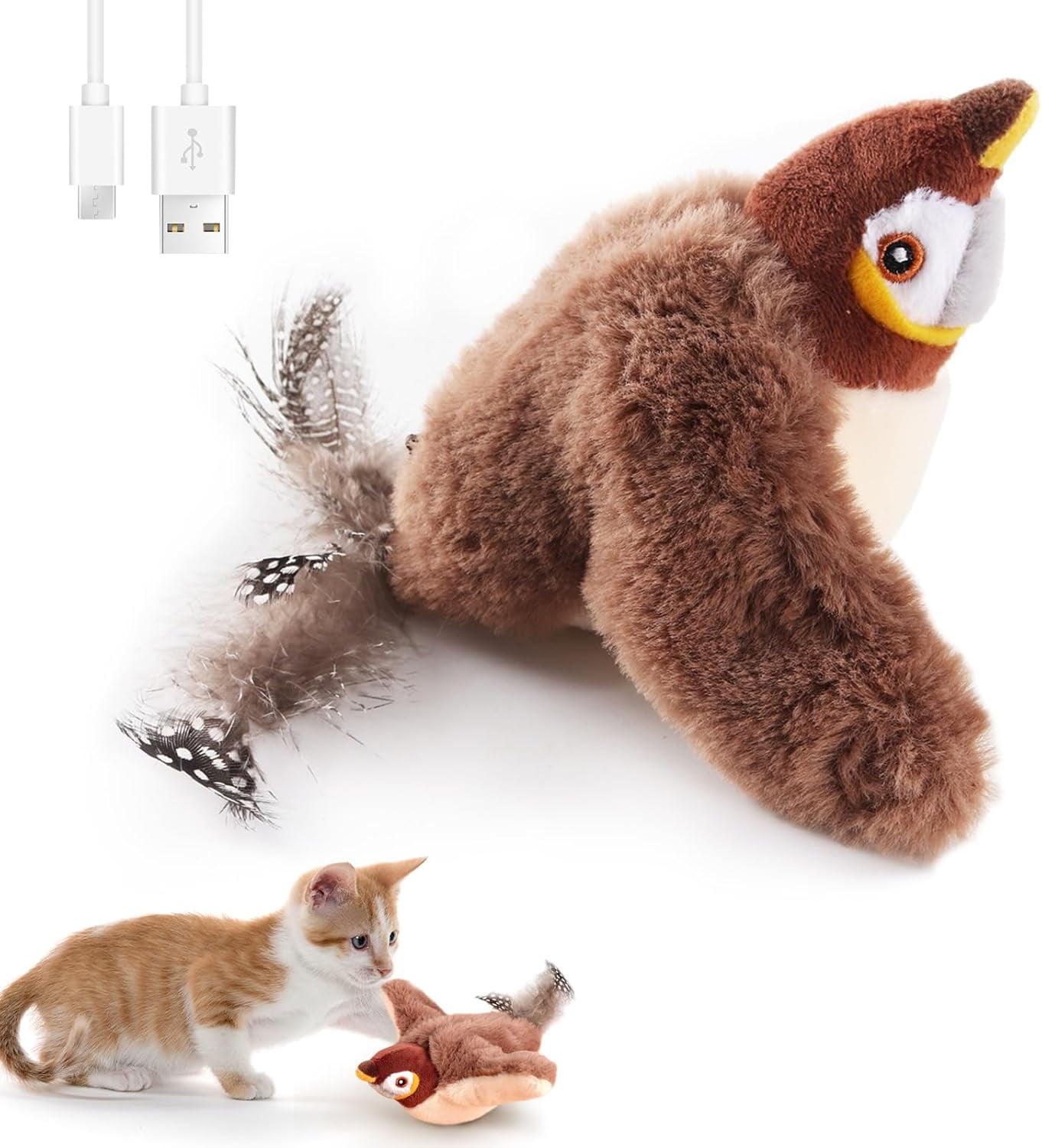 2025 New Flying Bird Cats Toy, Interactive Chirping Bird Cat Toys with ...
